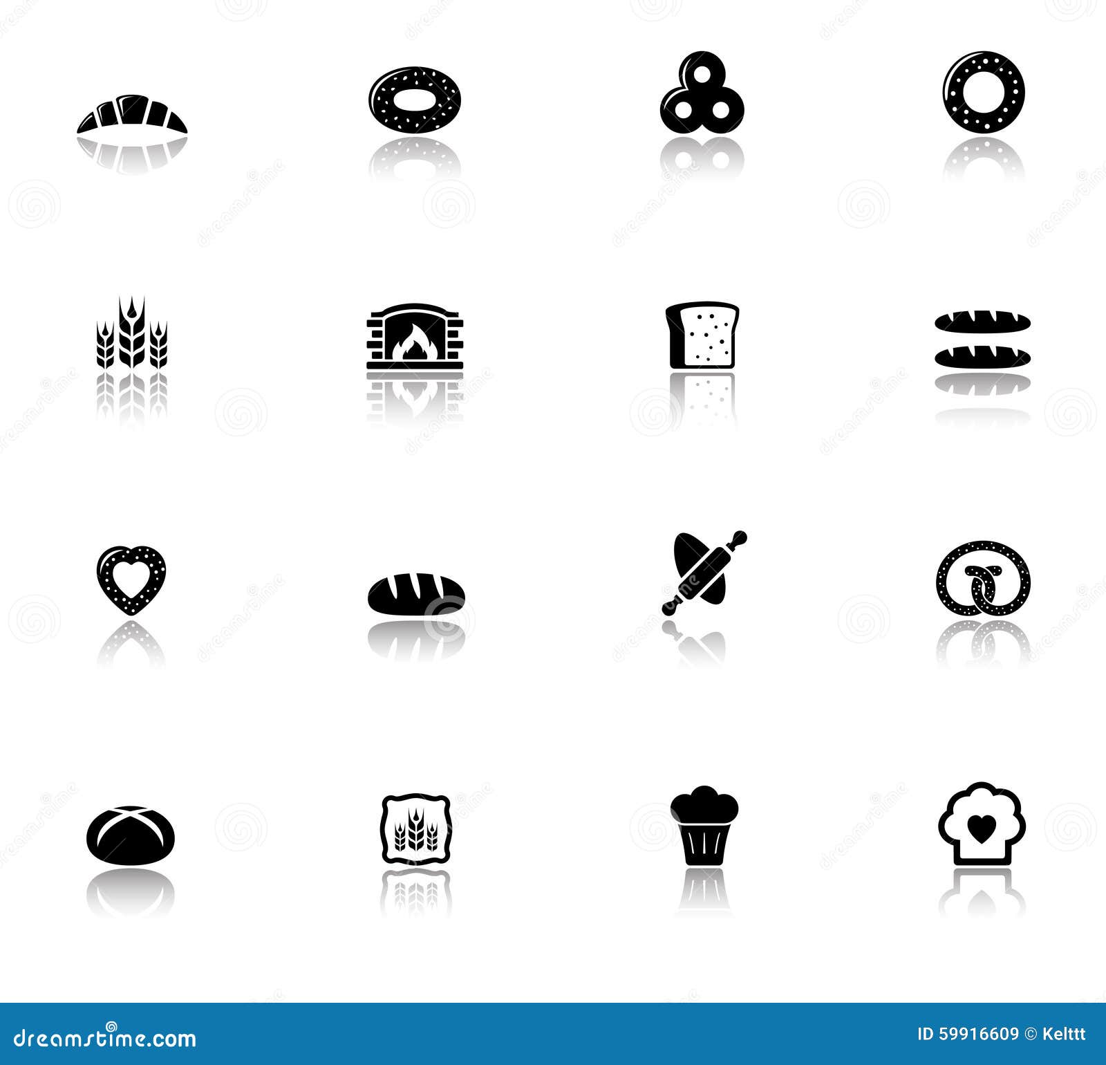 Bakery and bread icons set stock illustration. Illustration of grain ...