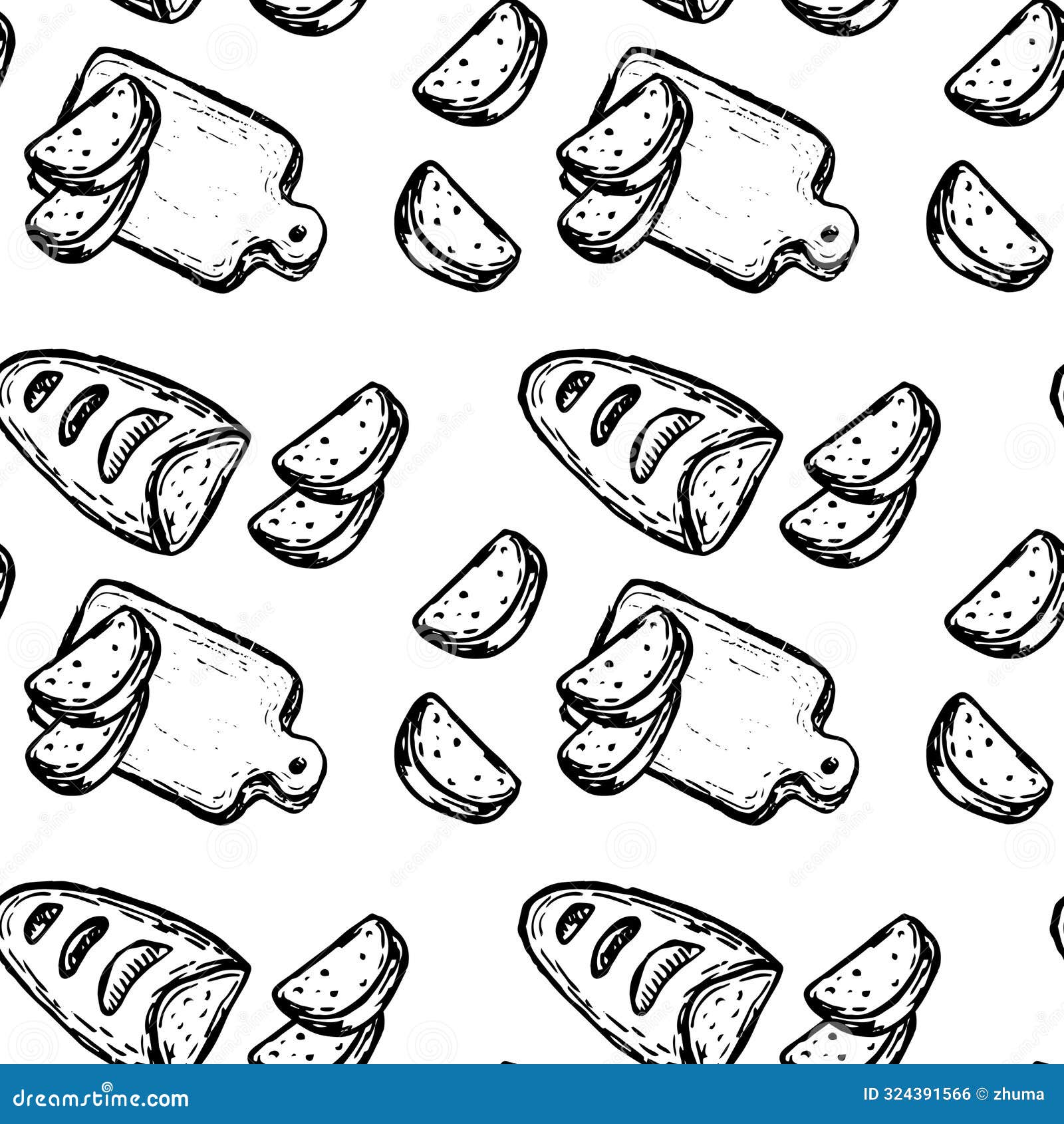 Bakery Bread Pattern in Retro Style. Vintage Breads Shop Endless ...