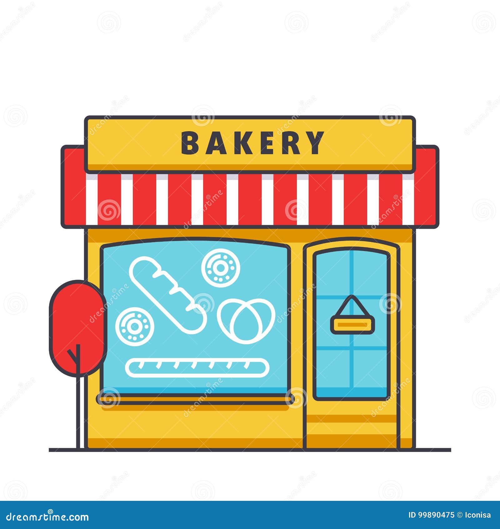 Bakery Building Flat Line Illustration, Concept Vector Isolated Icon ... Bakery Building Flat Line Illustration, Concept Vector Isolated Icon ...