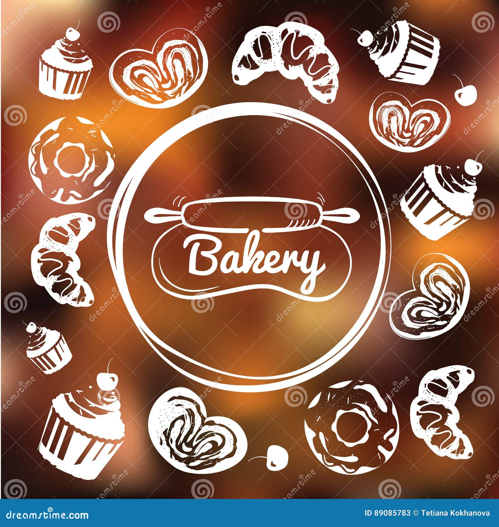 Bakery Cafe Identity Concept. Chalkboard Sweets As Frame on Blurred ...