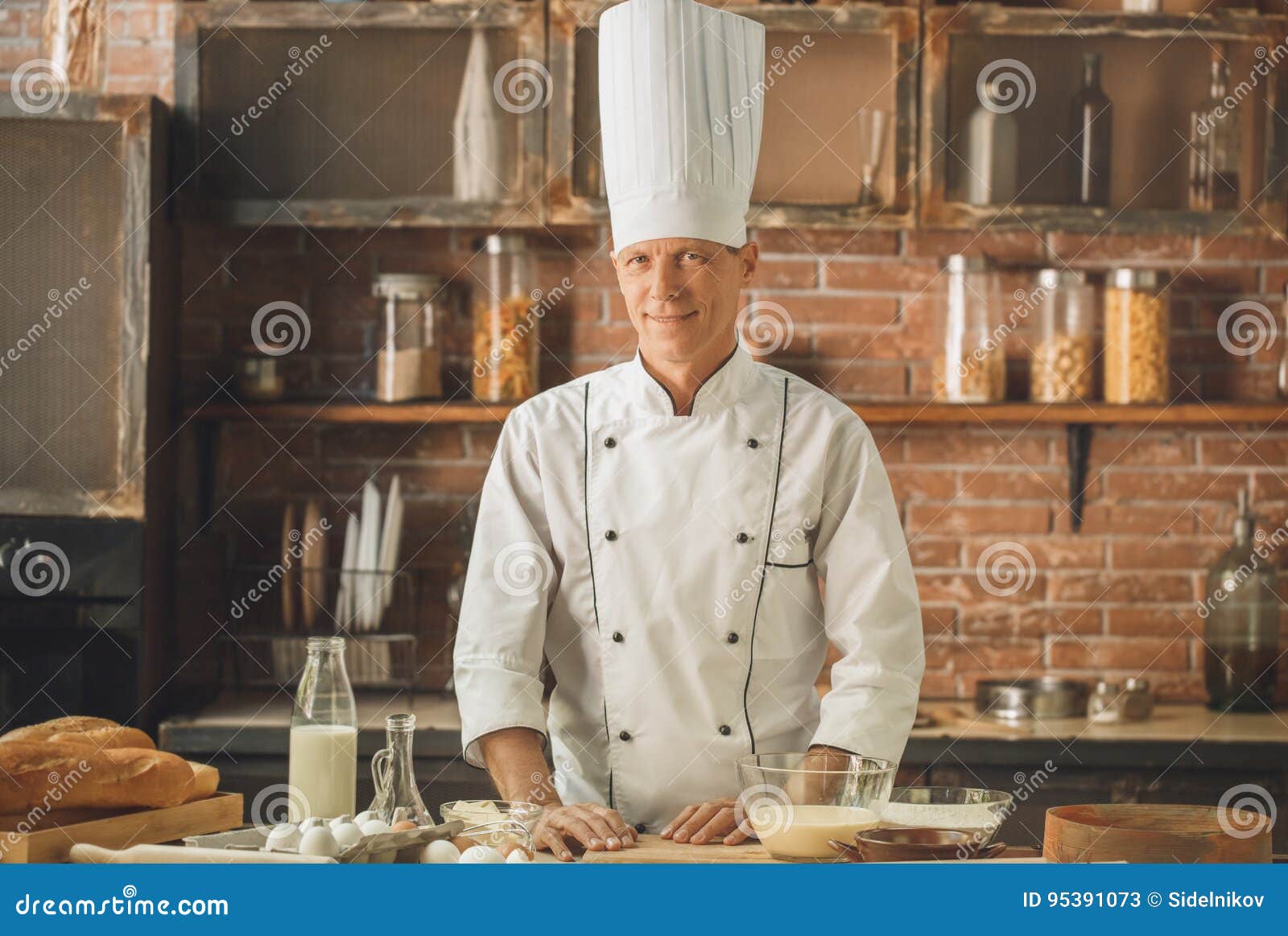 Bakery Chef Cooking Bake in the Kitchen Stock Image - Image of indoors ...
