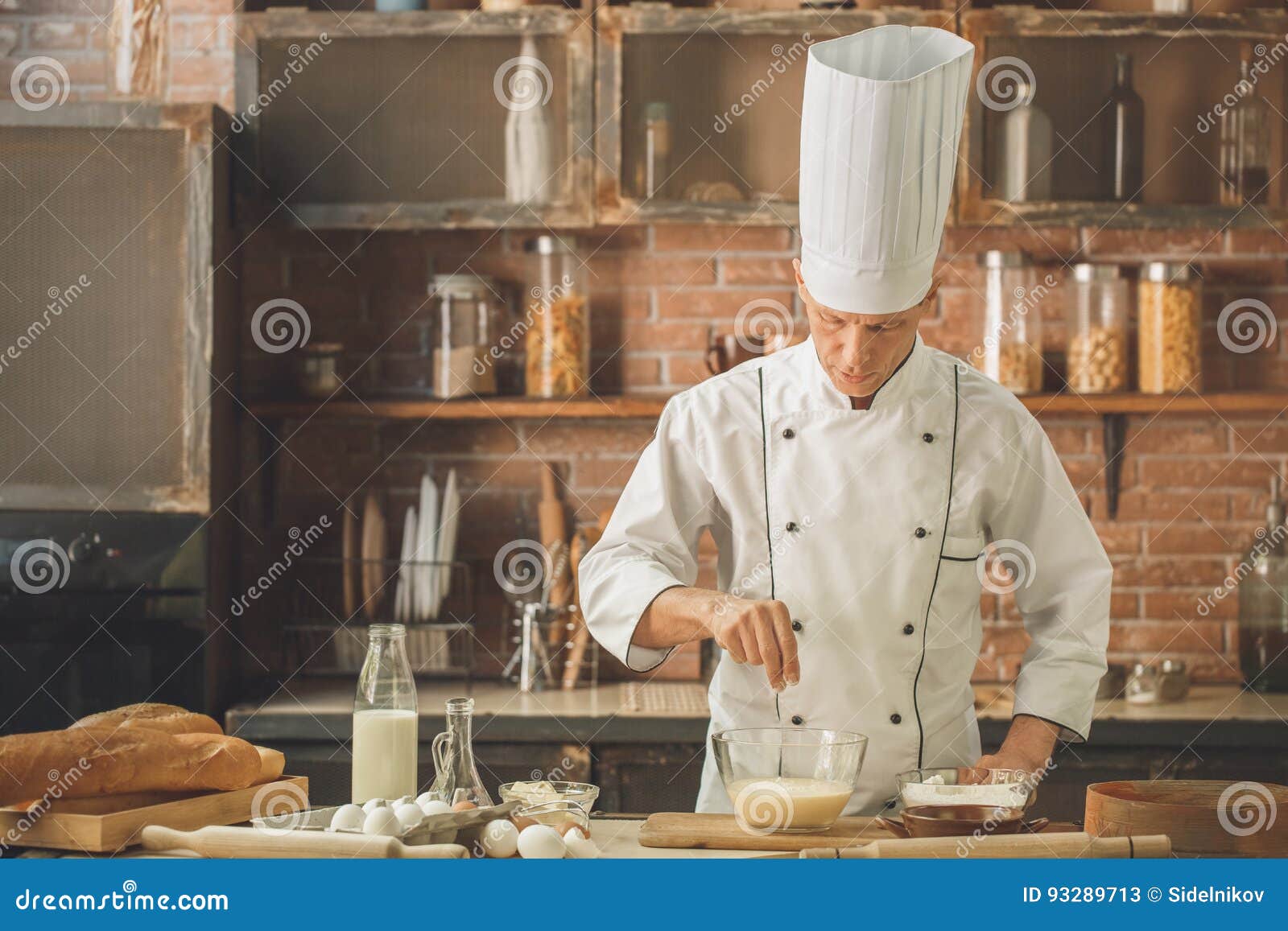 Bakery Chef Cooking Bake in the Kitchen Professional Stock Image ...