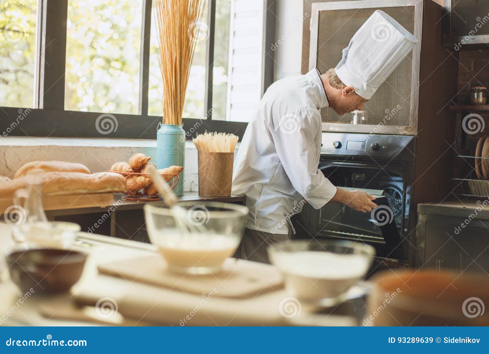 Bakery Chef Cooking Bake in the Kitchen Professional Stock Image ...