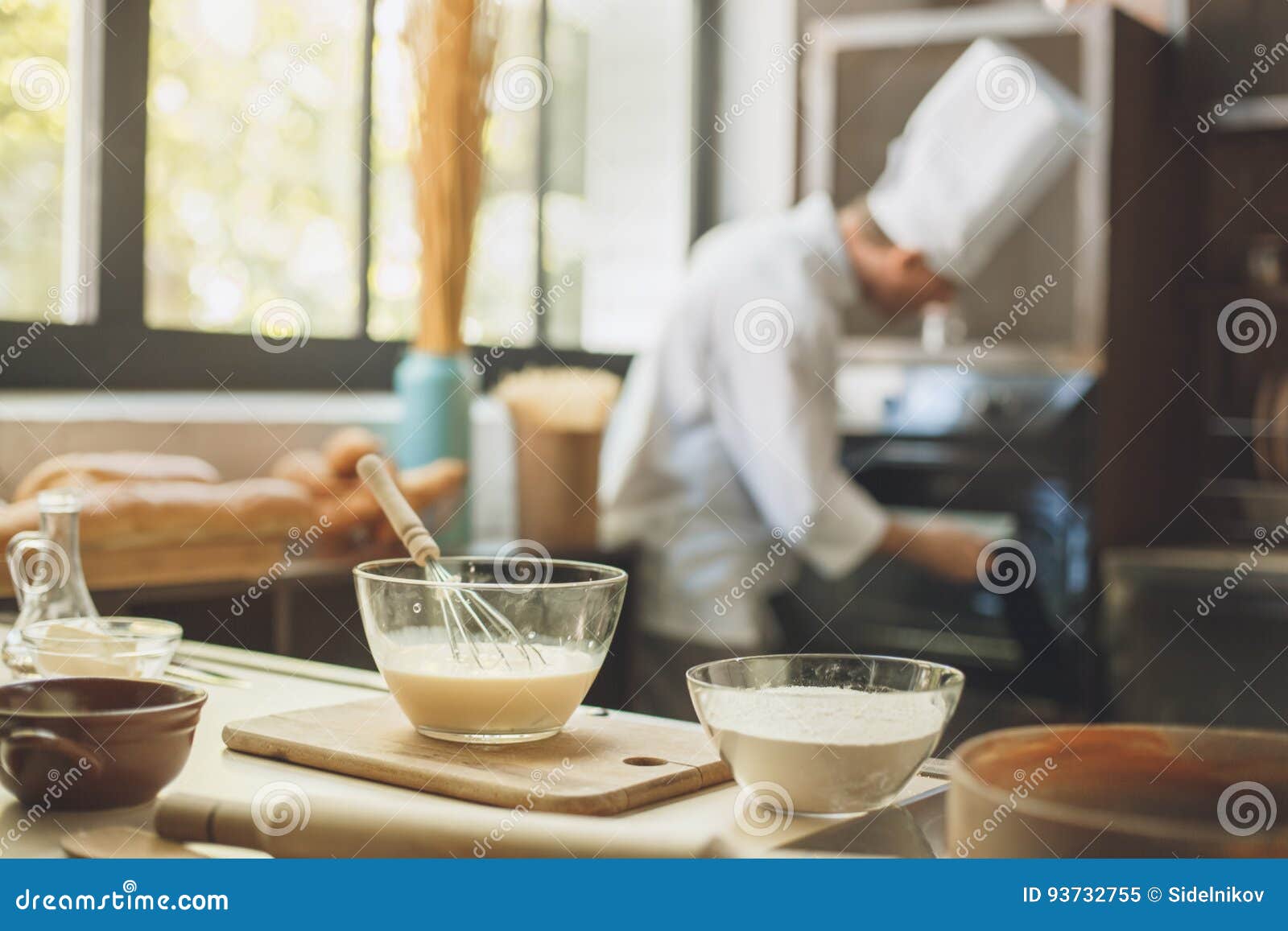Bakery Chef Cooking Bake in the Kitchen Professional Stock Image ...