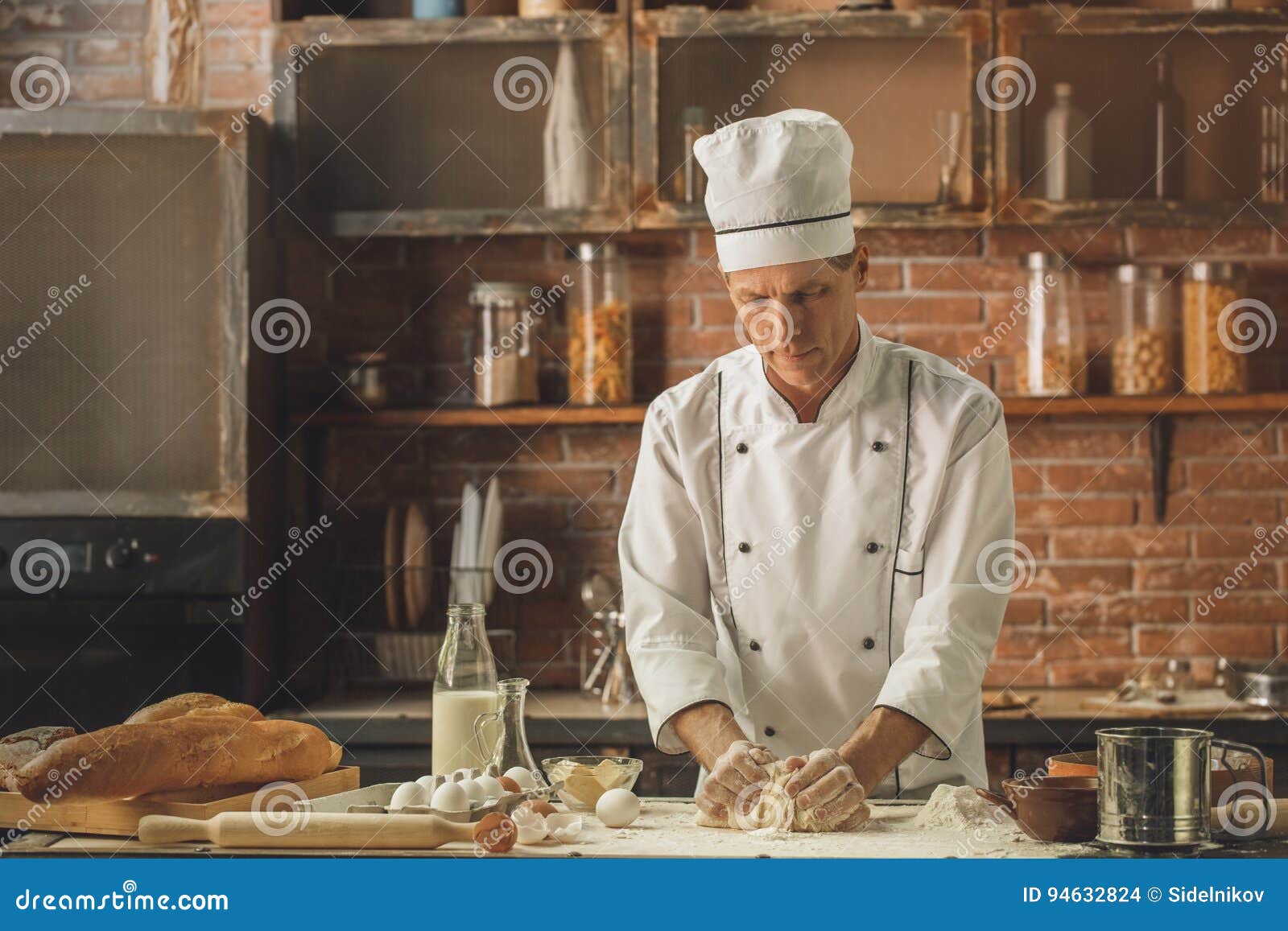 Bakery Chef Cooking Bake in the Kitchen Professional Stock Photo ...