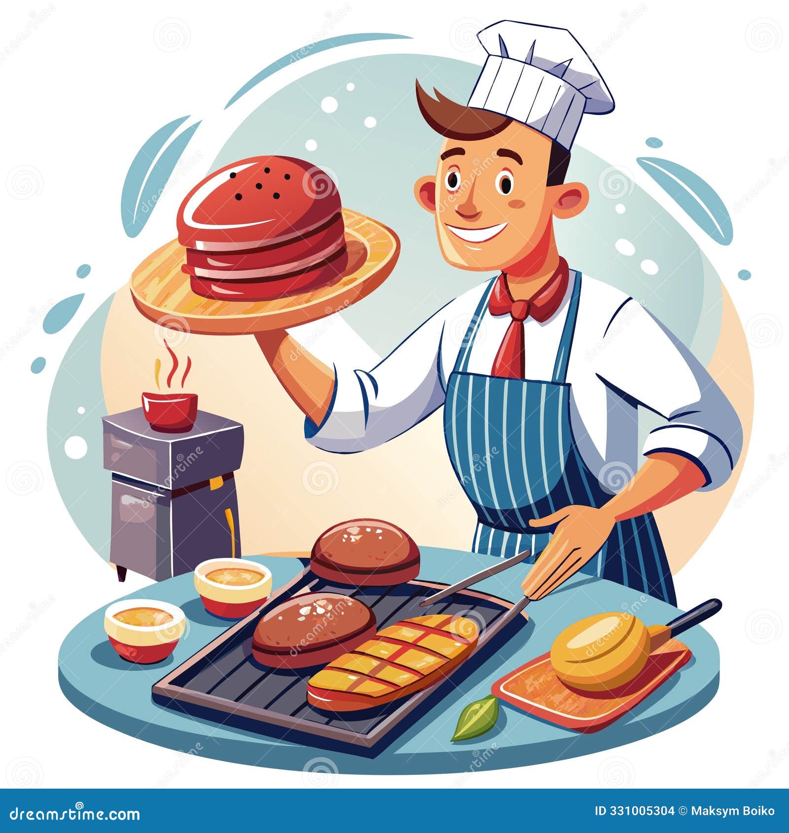 Bakery Chef Prepares Burger Closeup, Beef Burger-making Process, Burger ...