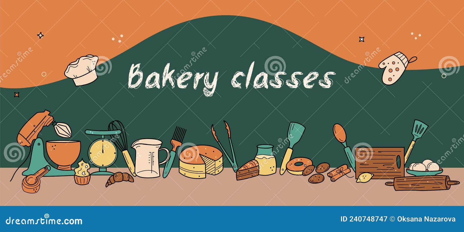 Bakery Classes and Courses Banner Design Template Stock Vector ...