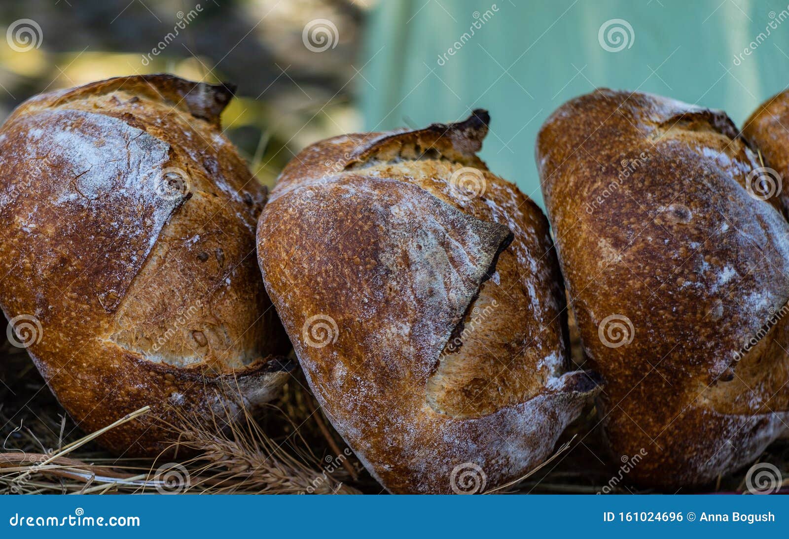 Bakery Concept with Gold Rustic Crusty Loaves of Bread and Buns Stock ...