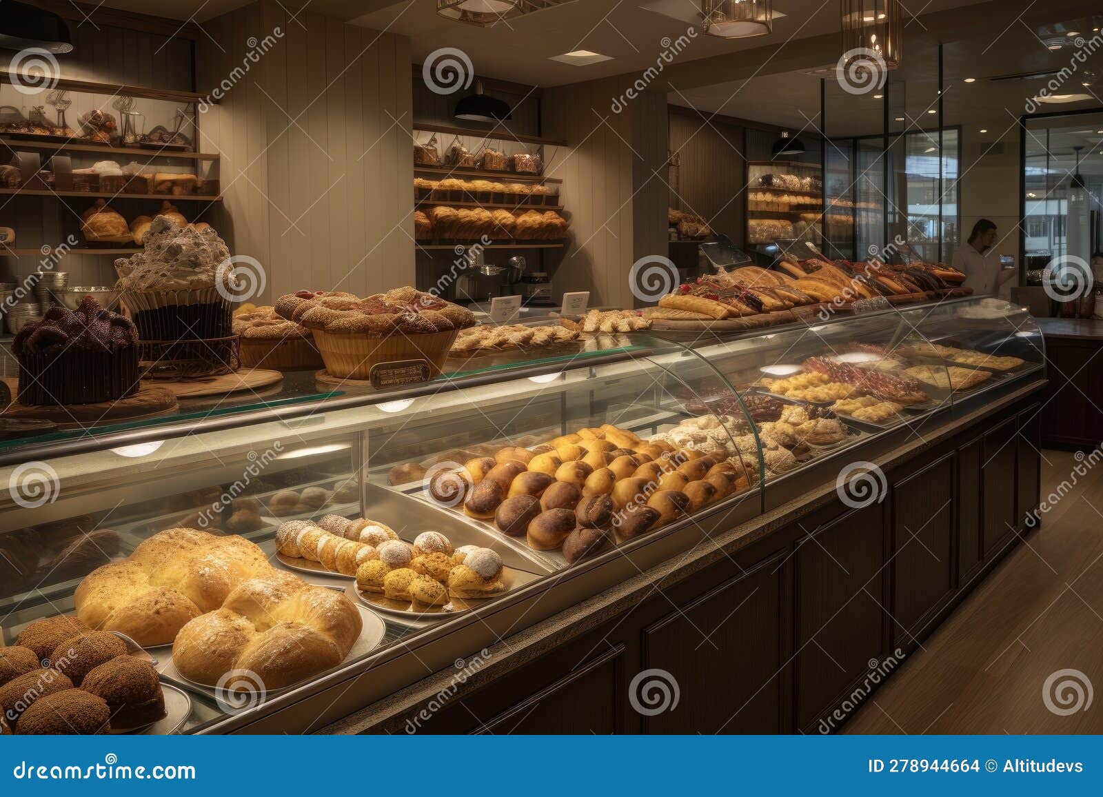 Bakery Counter, with Array of Breads and Pastries To Choose from Stock ...