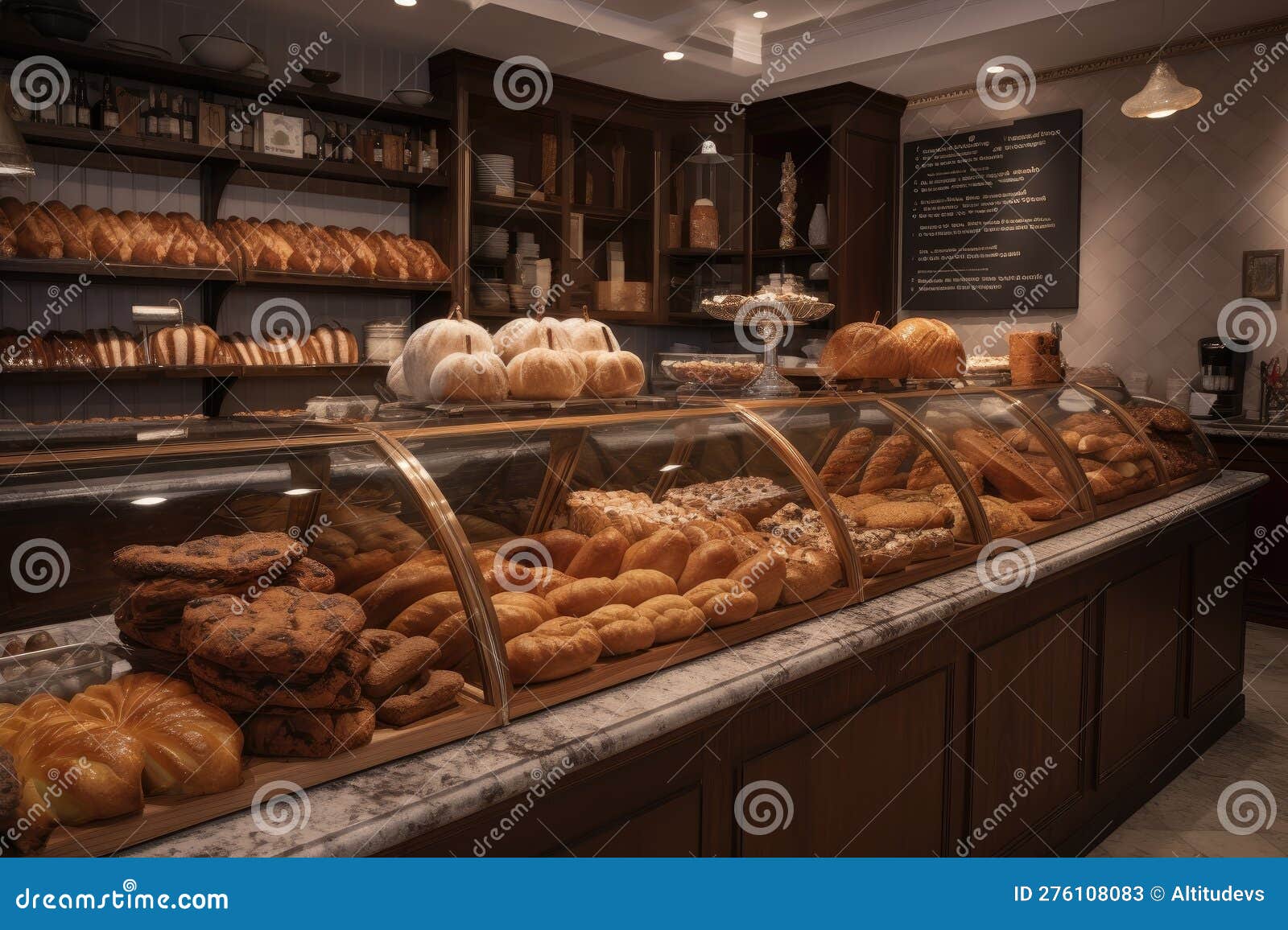 Bakery Counter, with Array of Breads and Pastries To Choose from Stock ...