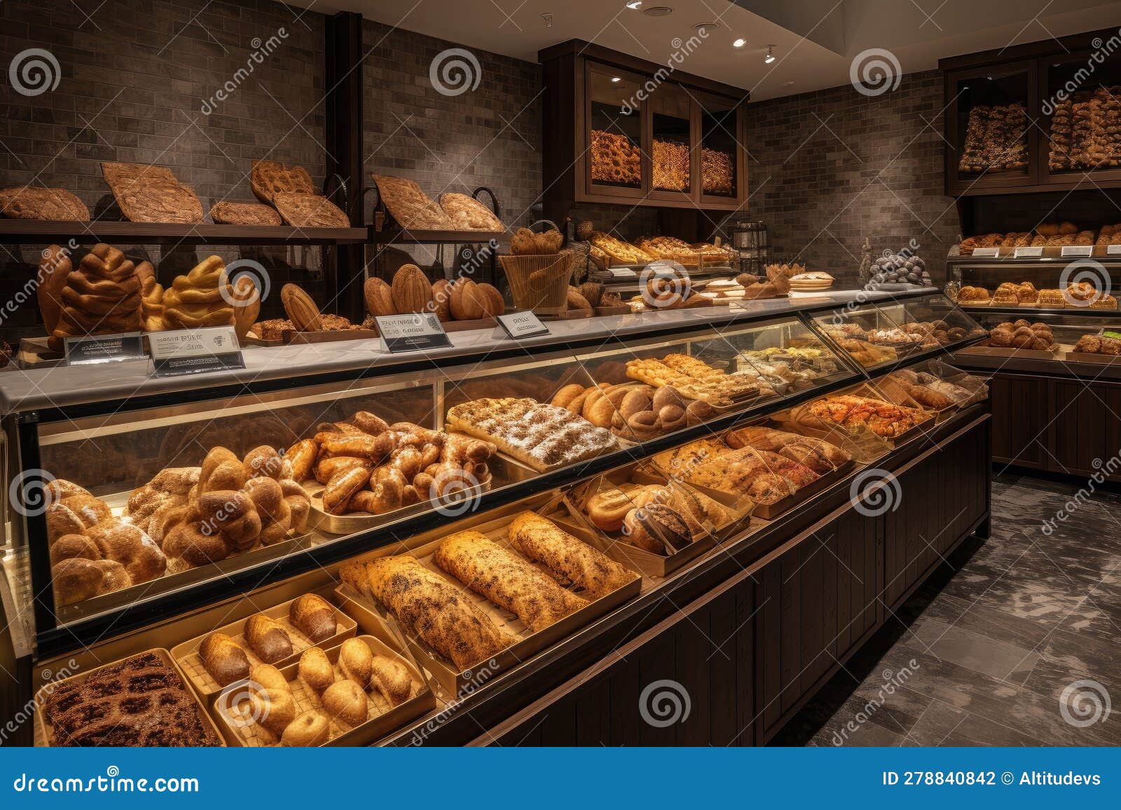 Bakery Counter, with Array of Breads and Pastries To Choose from Stock ...
