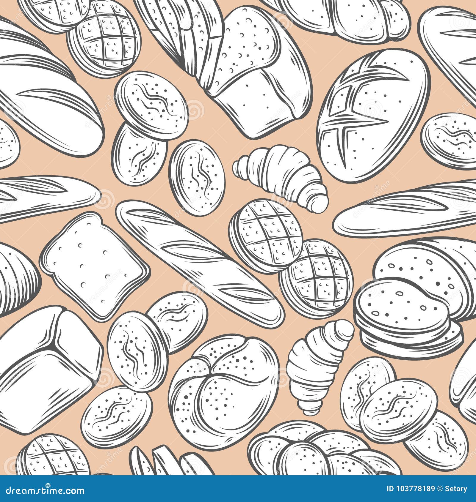Bakery Decorative Seamless Pattern Stock Vector - Illustration of ...