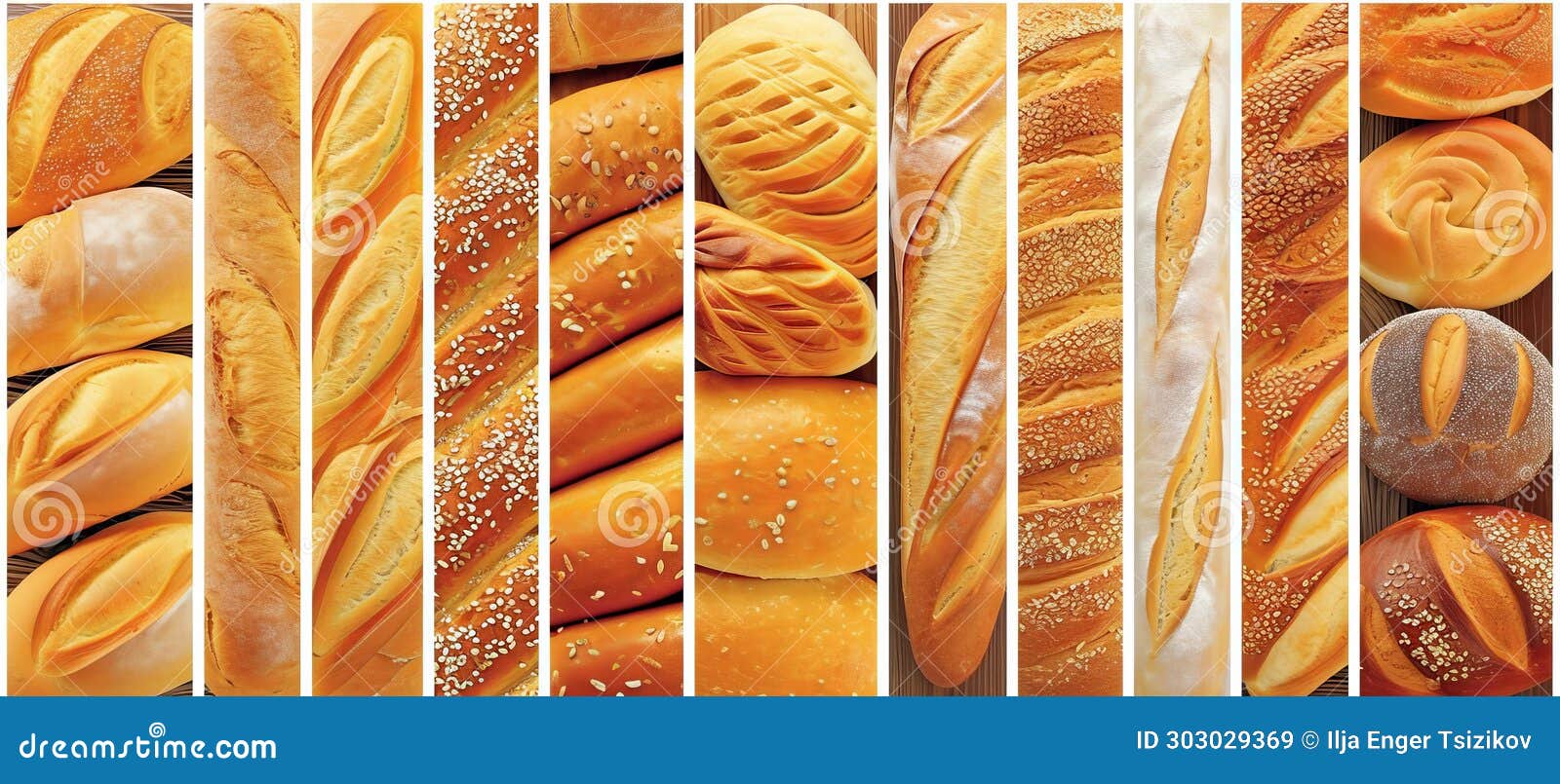 Bakery Delights Vibrant Collage of Divided Bakery Products with White ...