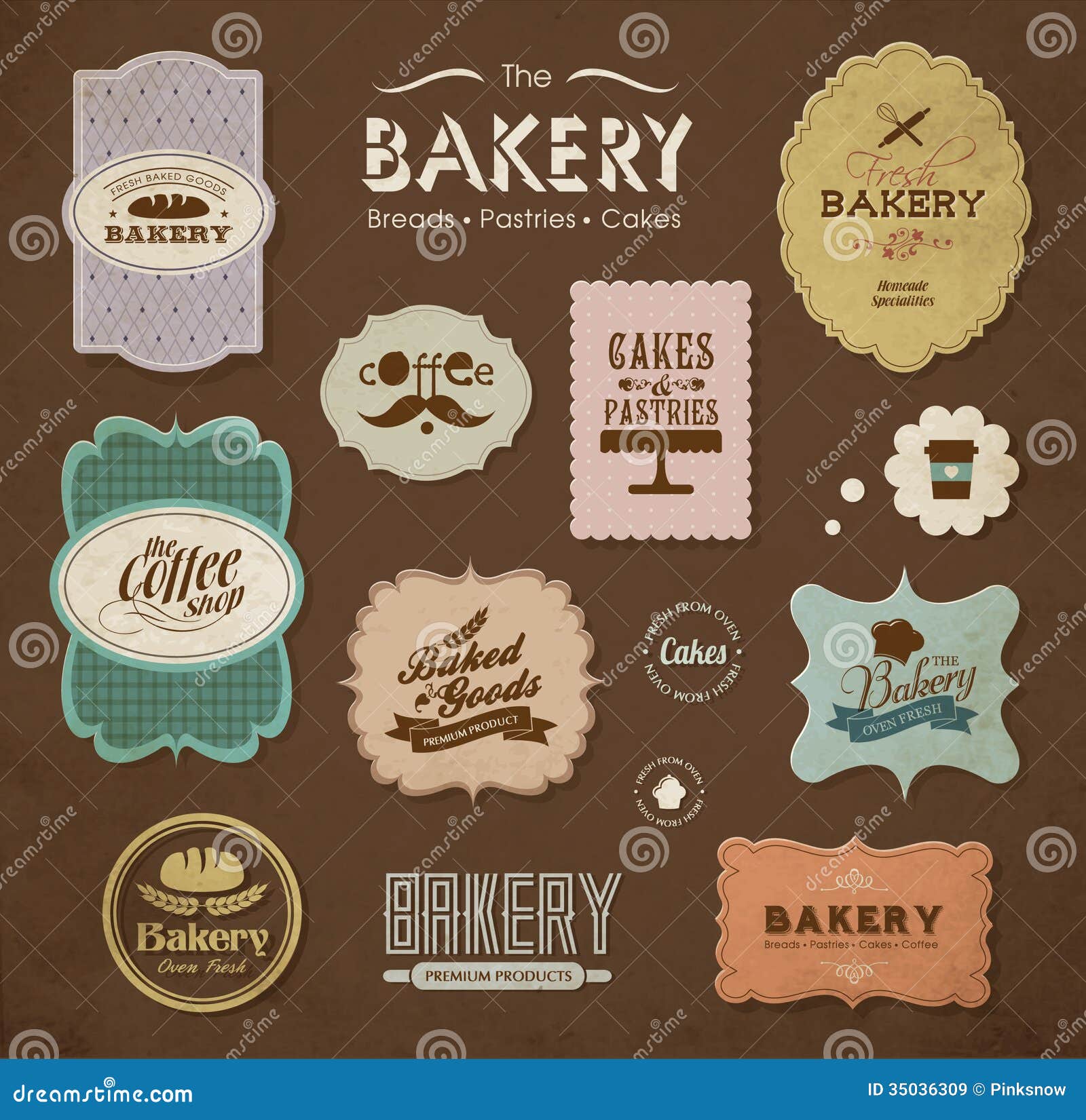 Collections Of Bakery Design Elements. Set Of Bakery Icons, Logos ...