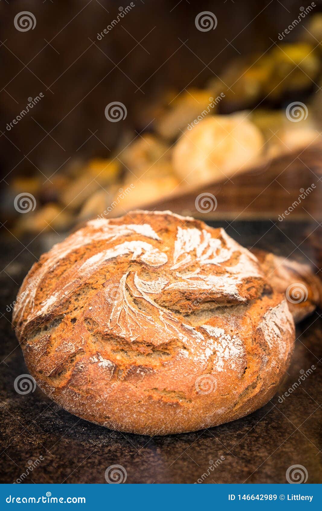 Bakery Display of Fresh Loaf of Crusty Bread Stock Image - Image of ...