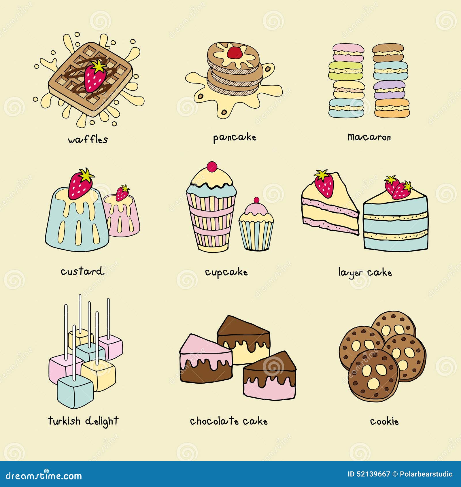 Bakery Doodle Pastel Color Scheme Cartoon Vector | CartoonDealer.com ...