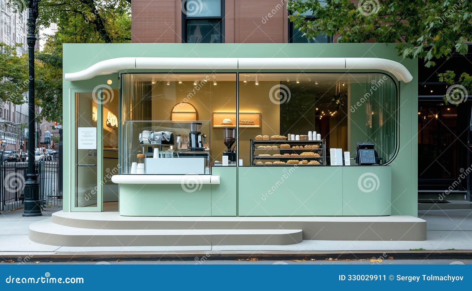 A Modern Bakery with a Curved Architectural Design in an Urban Setting ...