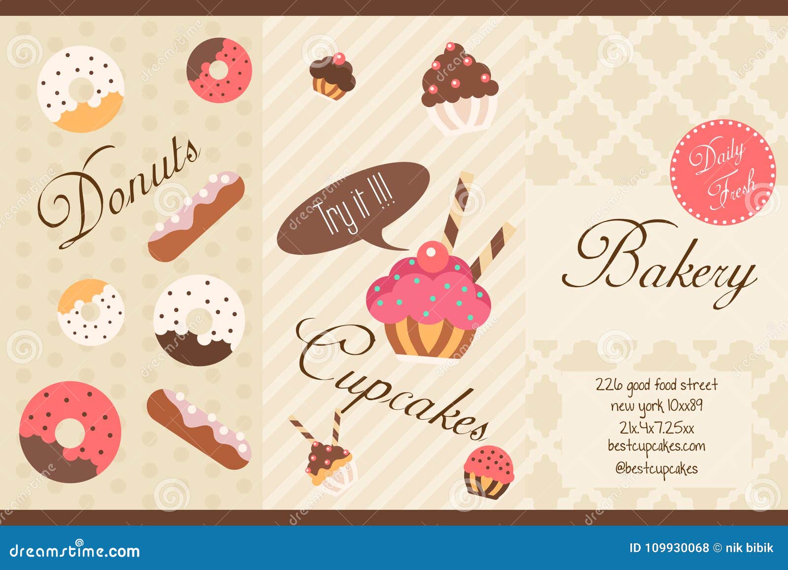 Bakery Flyer Background Vector Flat. Bread and Pastries Banner Set ...