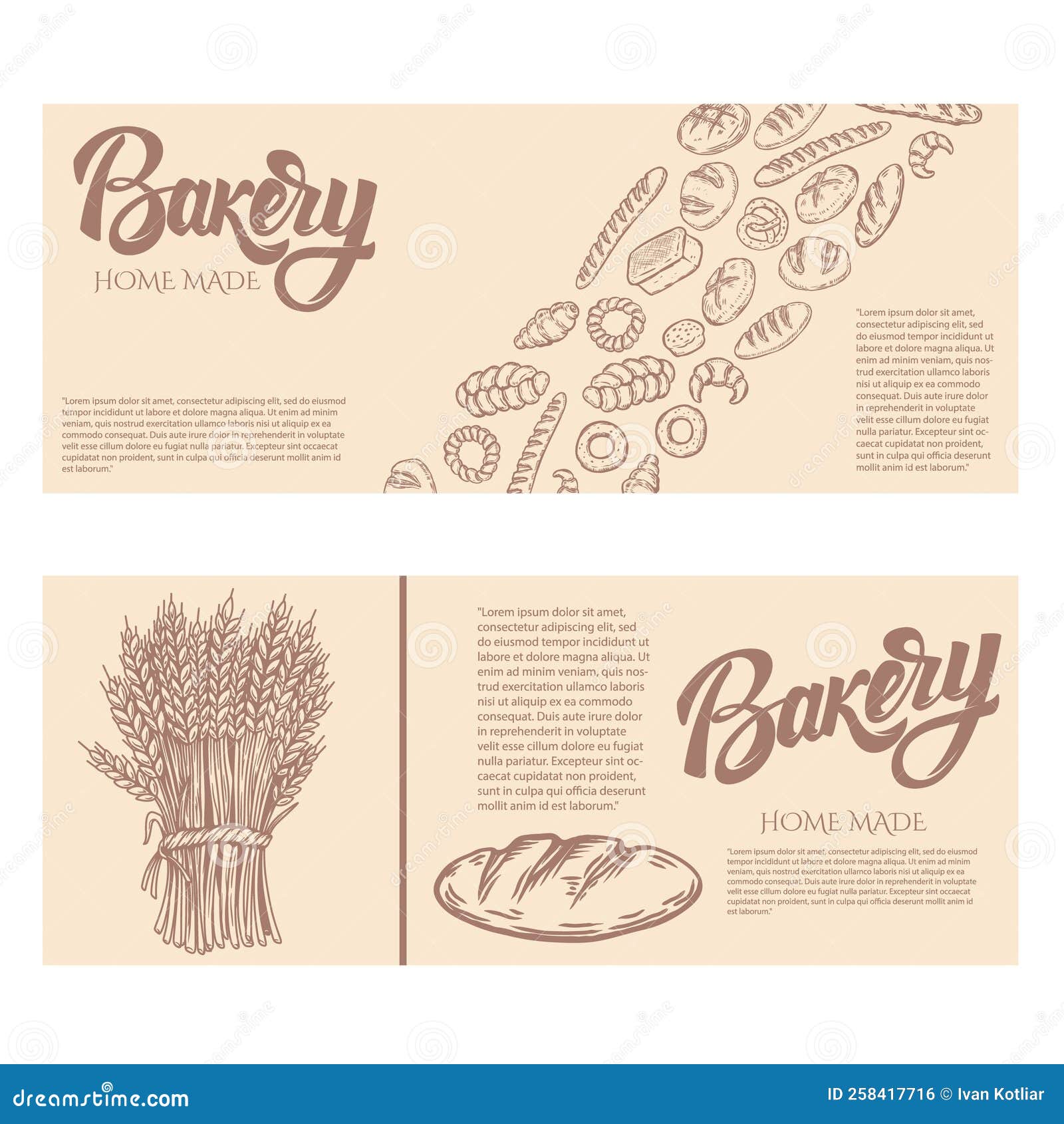 Bakery Flyer Template. Design Element for Package, Banner, Flyer, Card ...