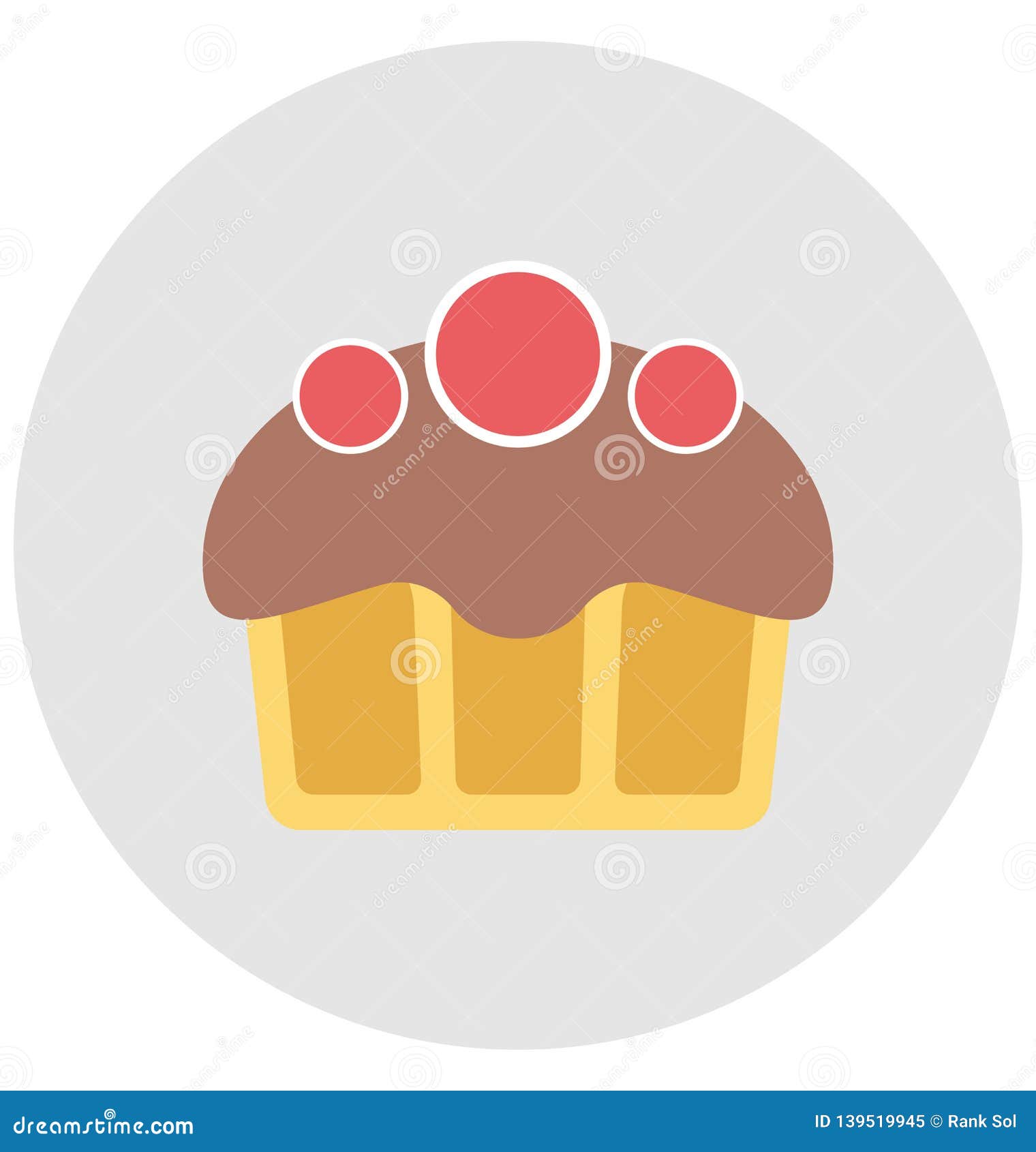 Bakery Food, Cupcake Isolated Color Vector Icon that Can Be Easily ...