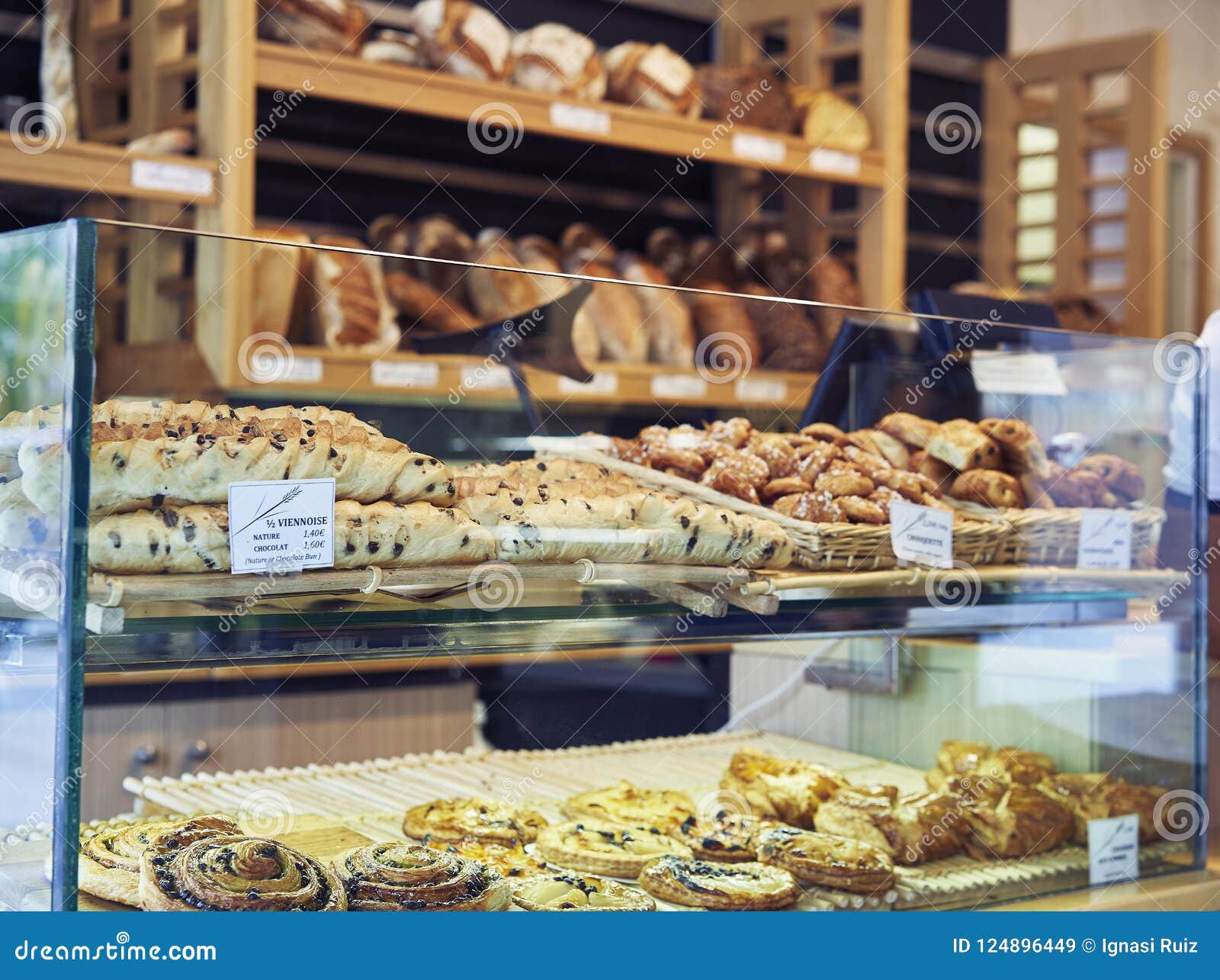Bakery front in Europe stock image. Image of price, granary - 124896449