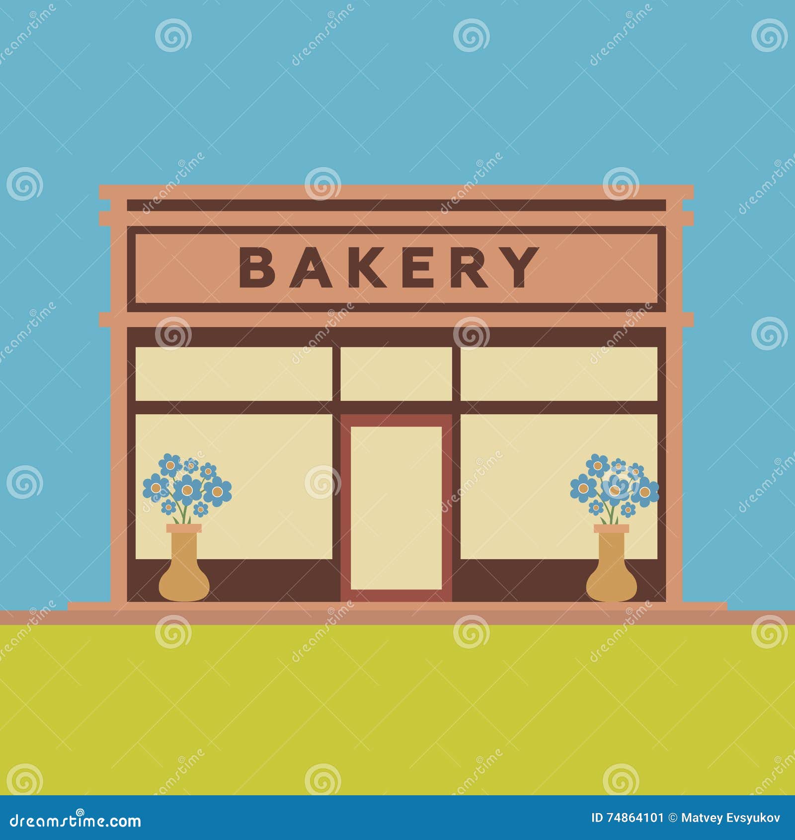 Bakery Front Store Building Flat Style Stock Illustration ...