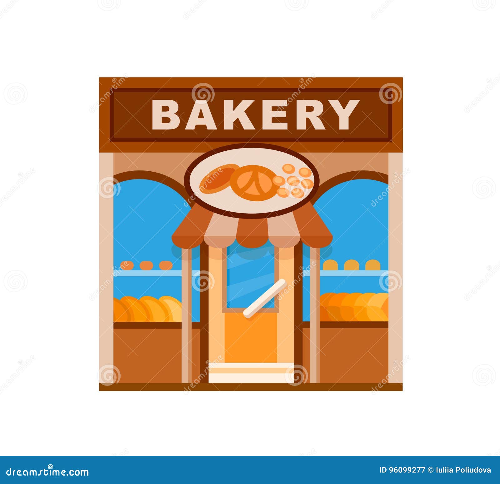 Bakery Front View Flat Icon Stock Illustration - Illustration of cute ...
