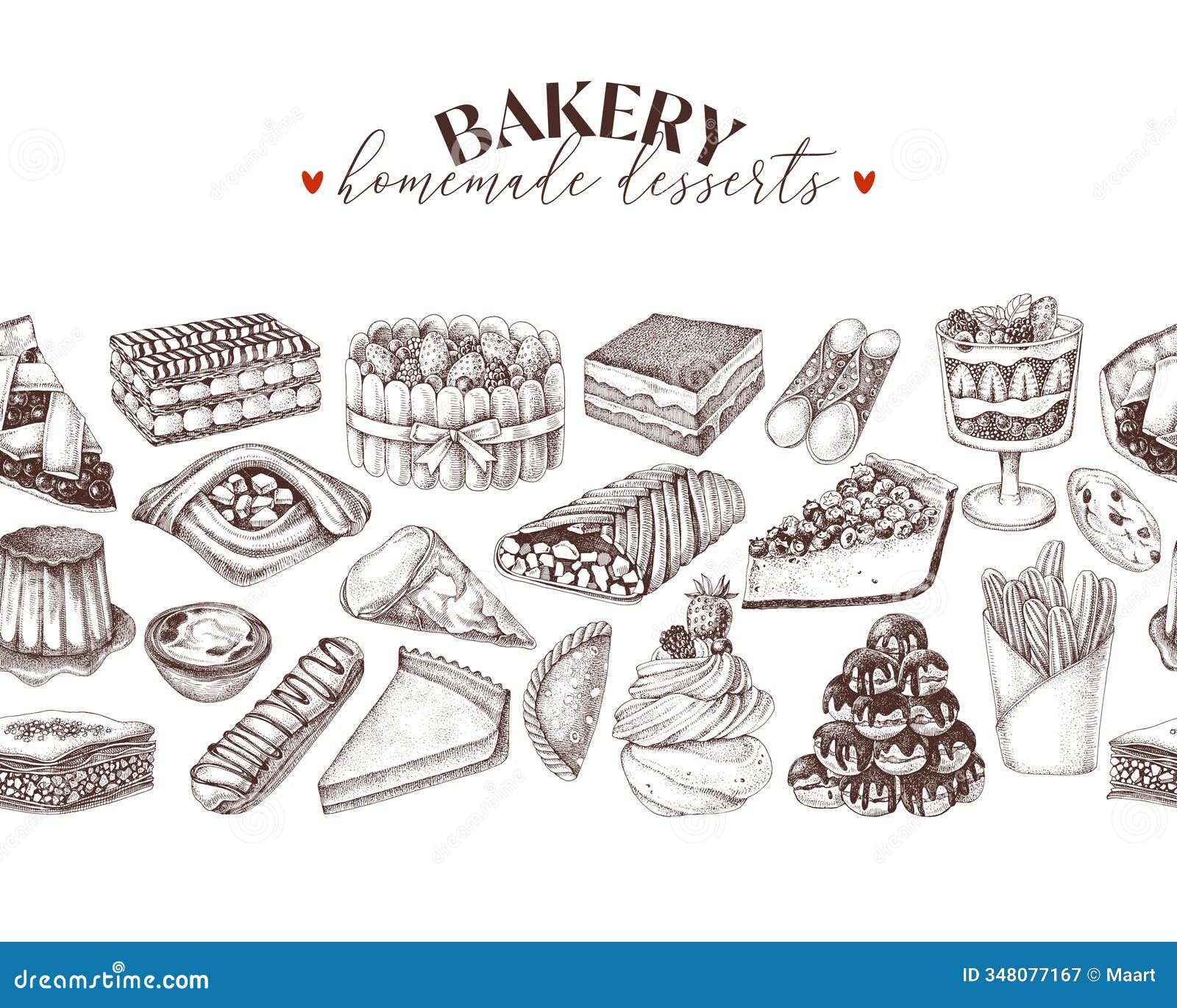 Seamless Pastry Pattern Cartoon Vector | CartoonDealer.com #73812101