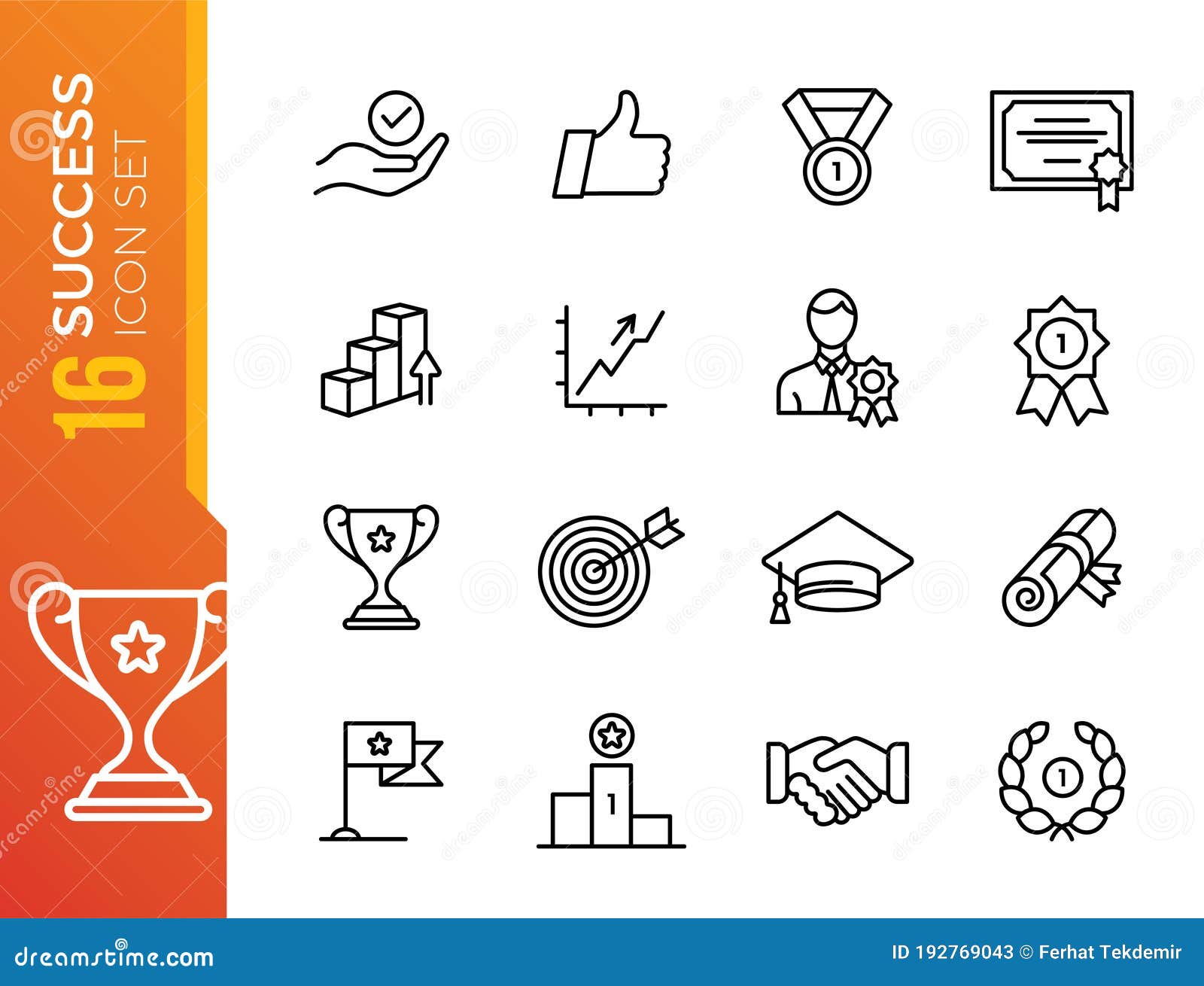 Minimal Success Line Icon Set Editorial Stock Photo - Illustration of ...