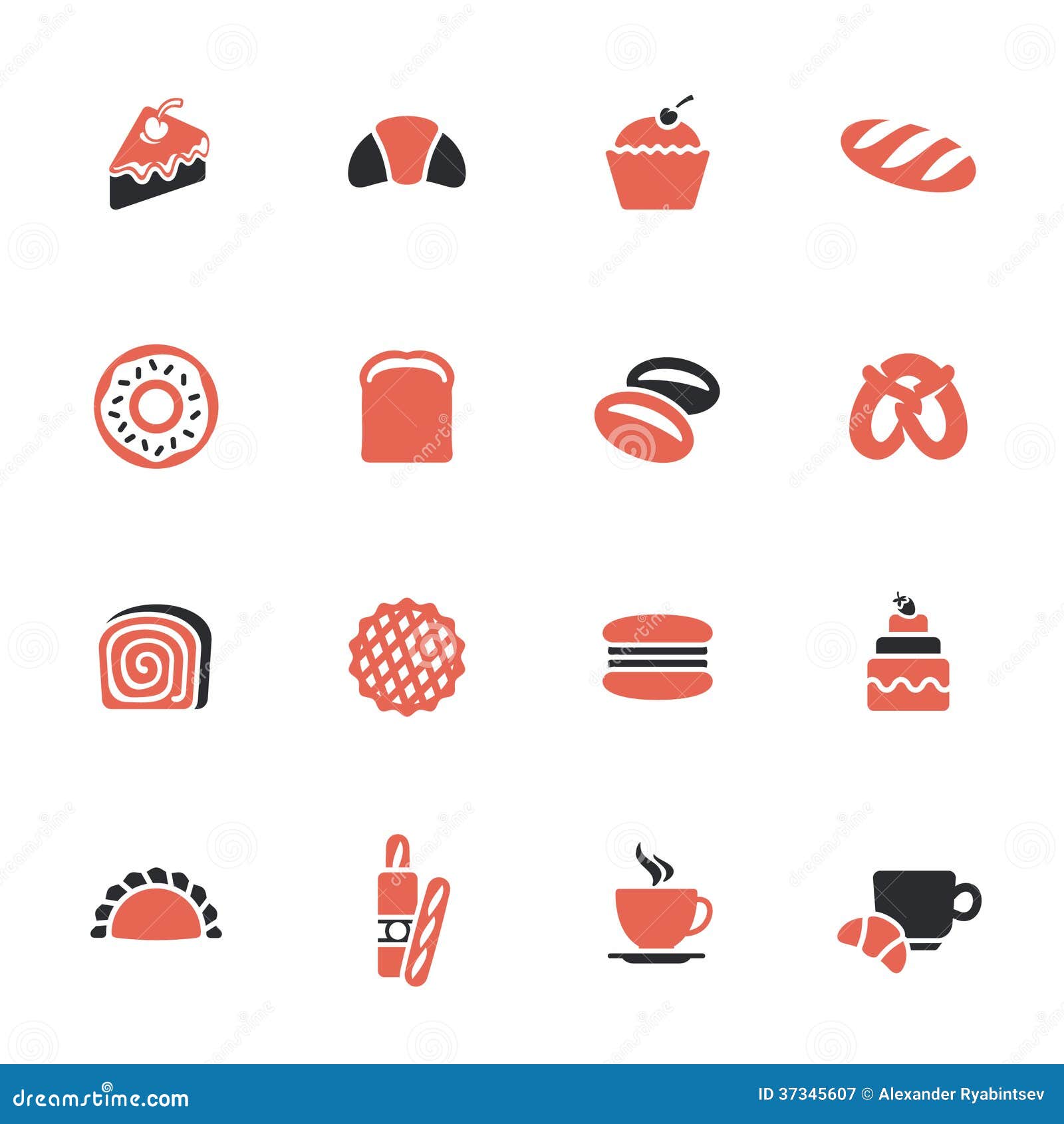 Bakery icon set stock vector. Illustration of baguette - 37345607