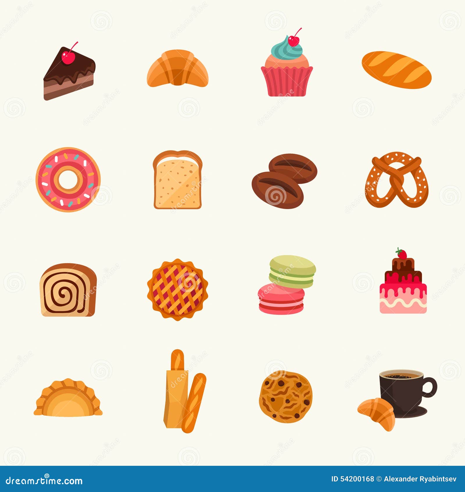 Bakery Icon Set. Vector Illustration Stock Vector - Illustration of ...