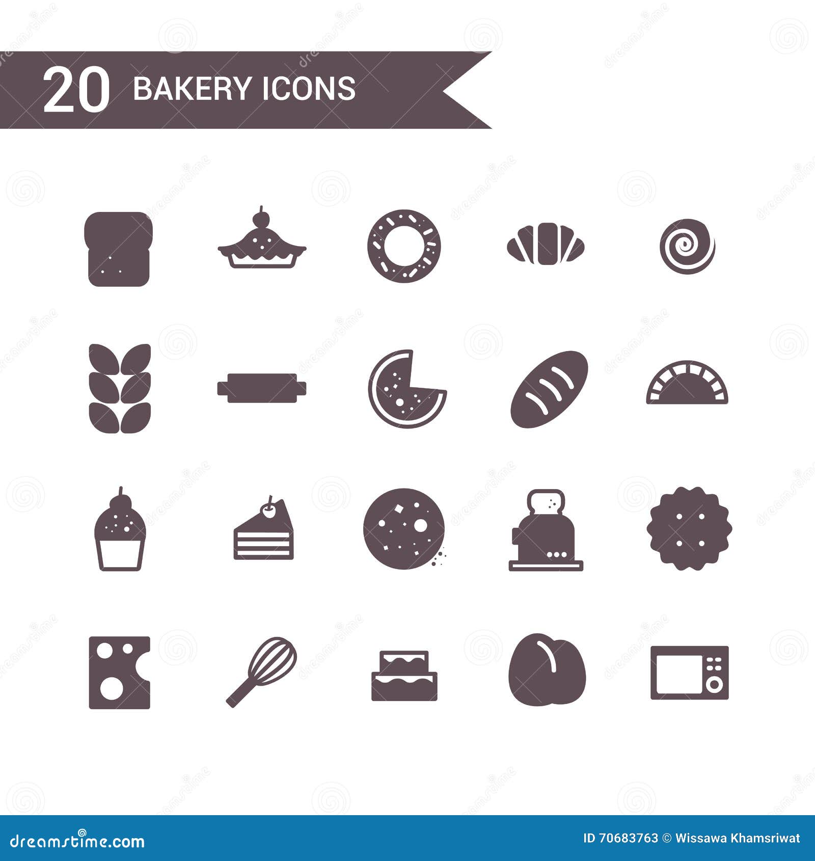 Bakery Icon Set Vector.Silhouette Icons. Stock Vector - Illustration of ...