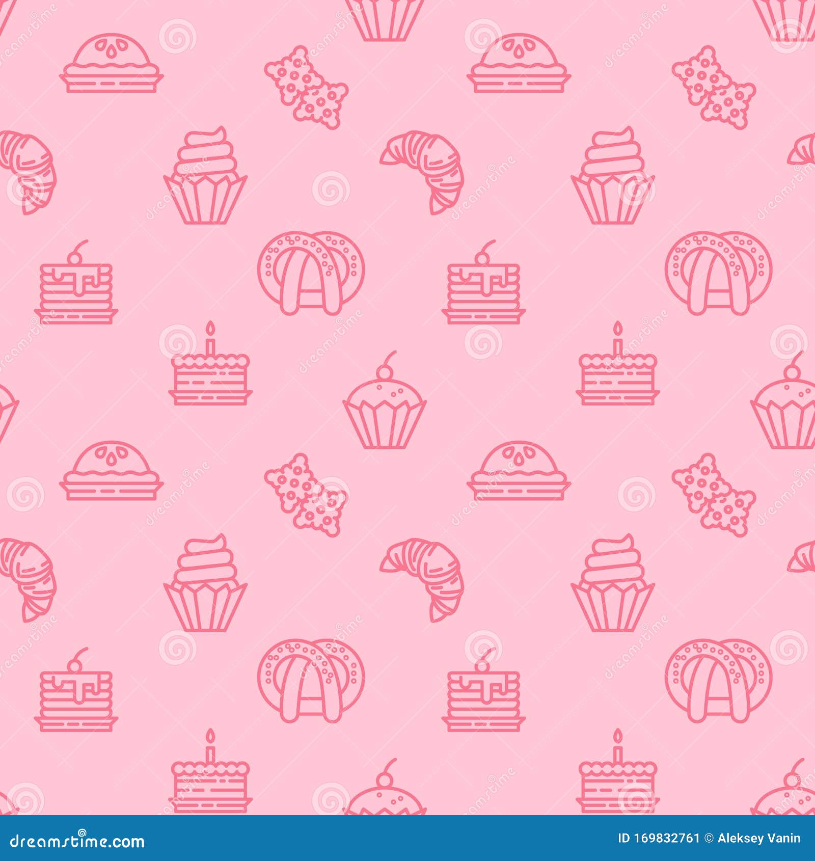 Bakery Icons Pattern Background Stock Vector - Illustration of line ...