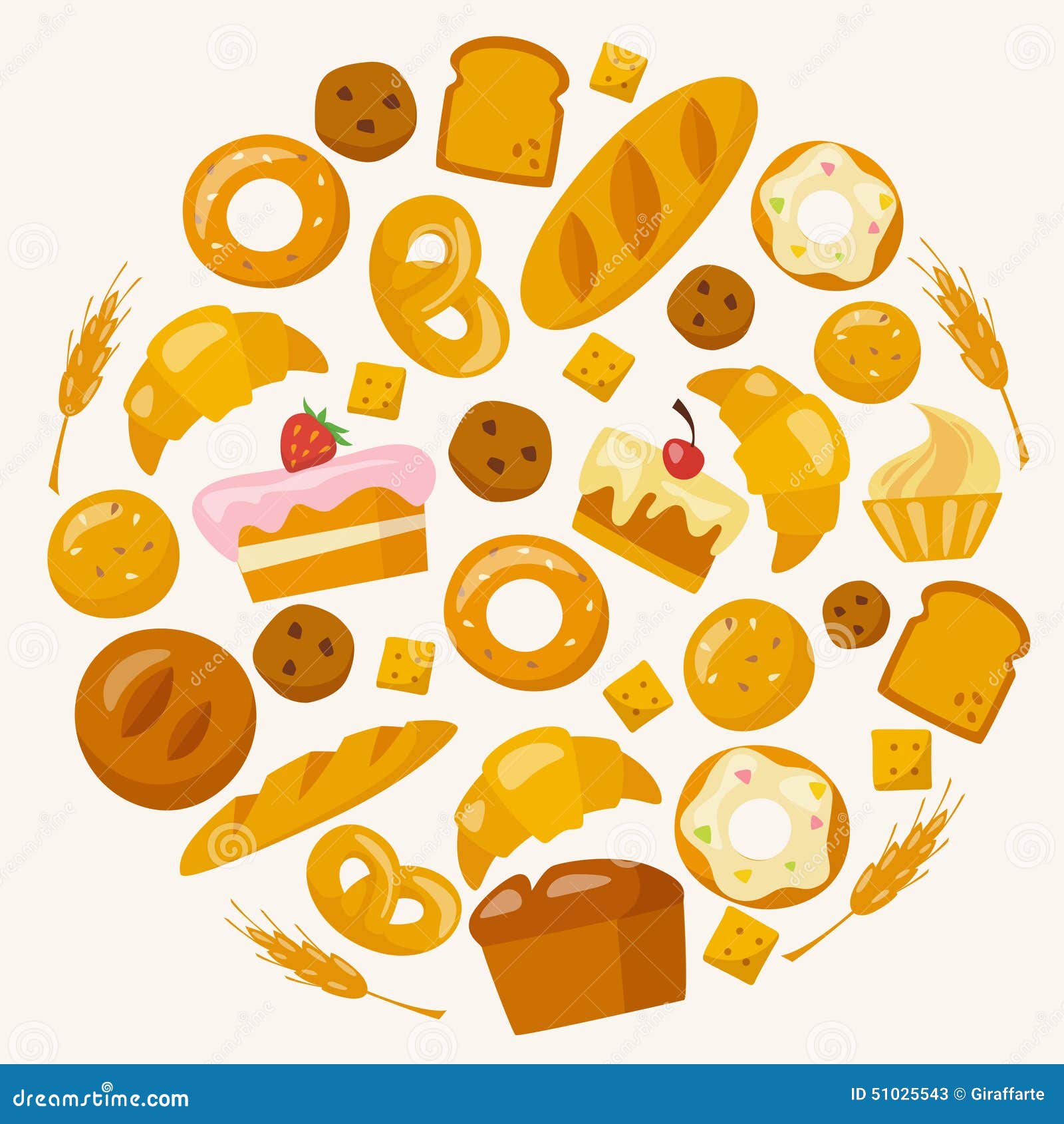 Bakery Icons Set in Flat Style Stock Vector - Illustration of flat ...