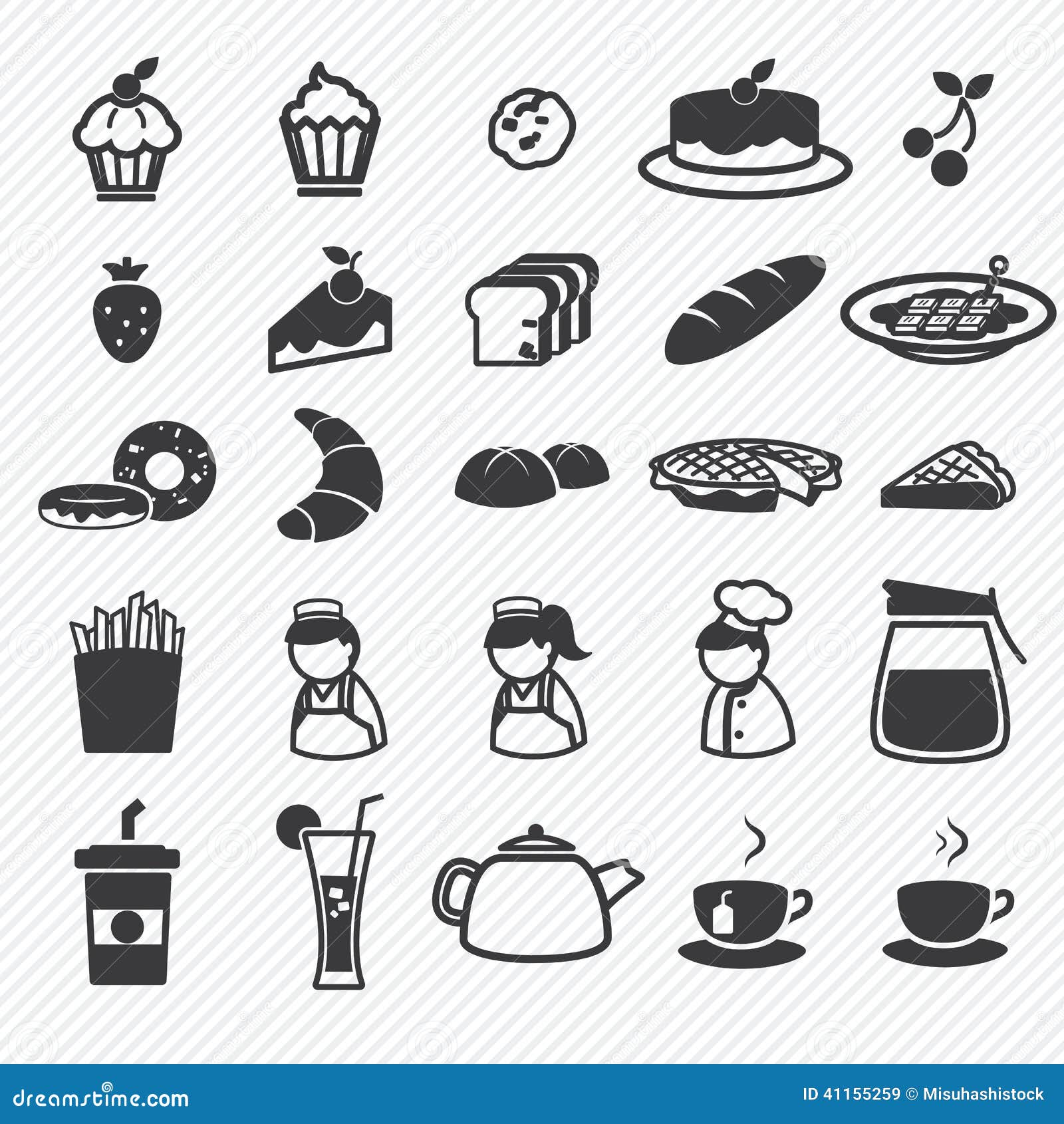 Bakery icons set stock vector. Illustration of loaf, collection - 41155259
