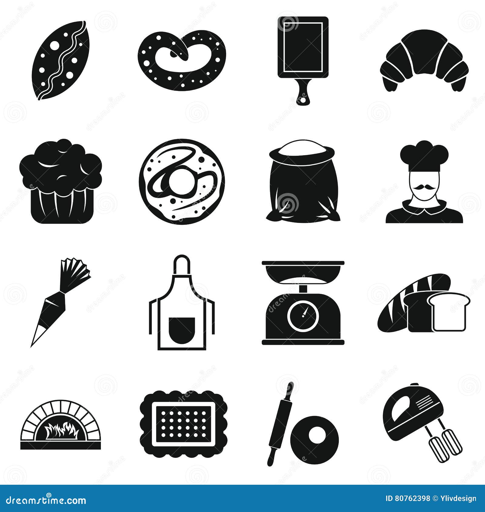 Bakery Icons Set, Simple Style Stock Vector - Illustration of cream ...