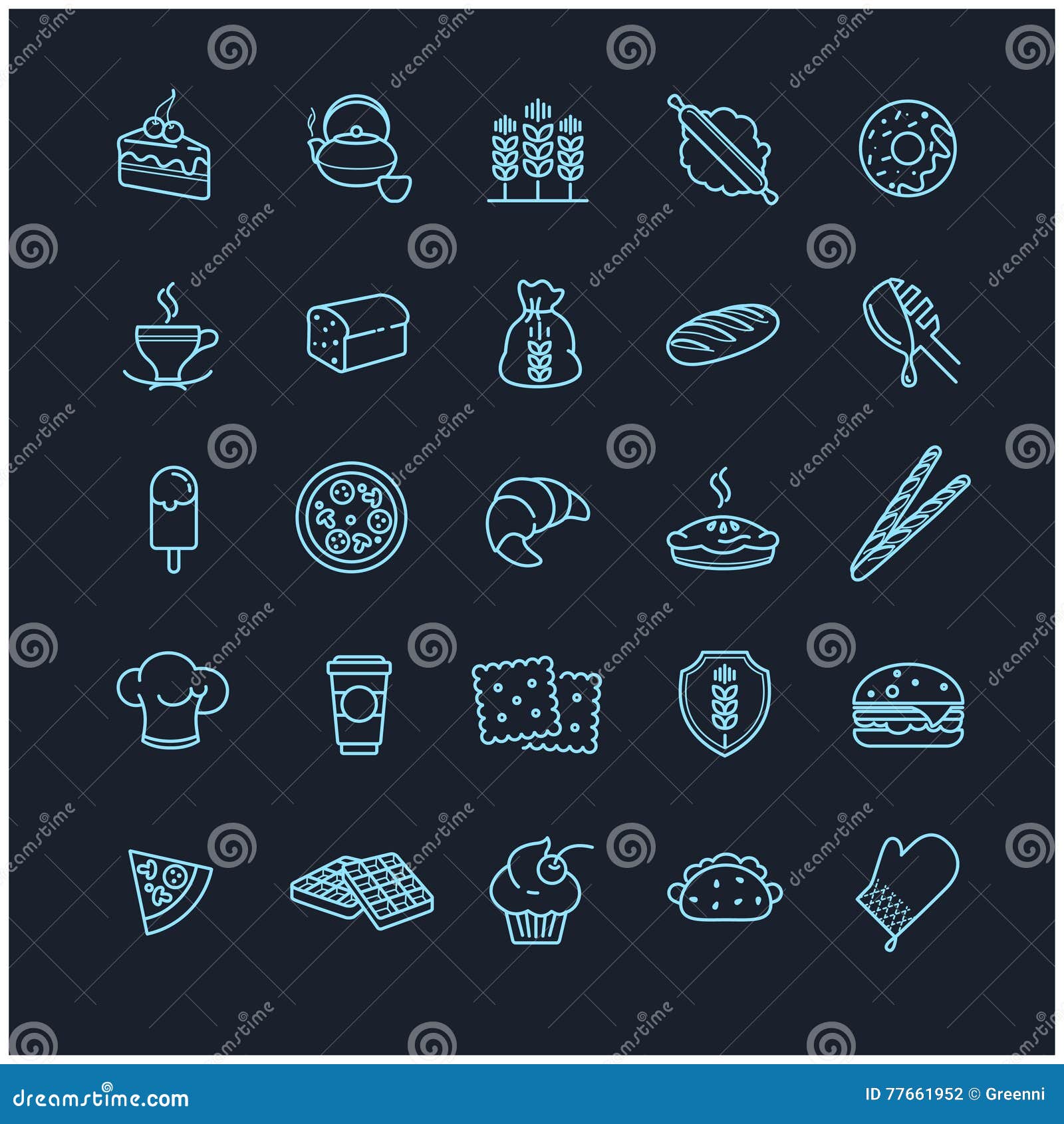 Bakery Icons In Round Frame Composition, Vector Illustration. Isolated ...