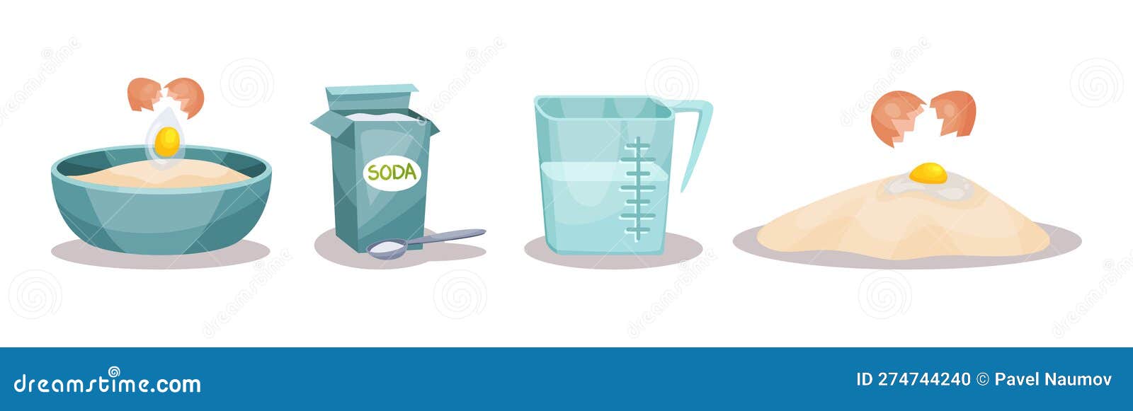 Bakery Ingredients and Stuff for Cake Preparation Vector Set Stock ...