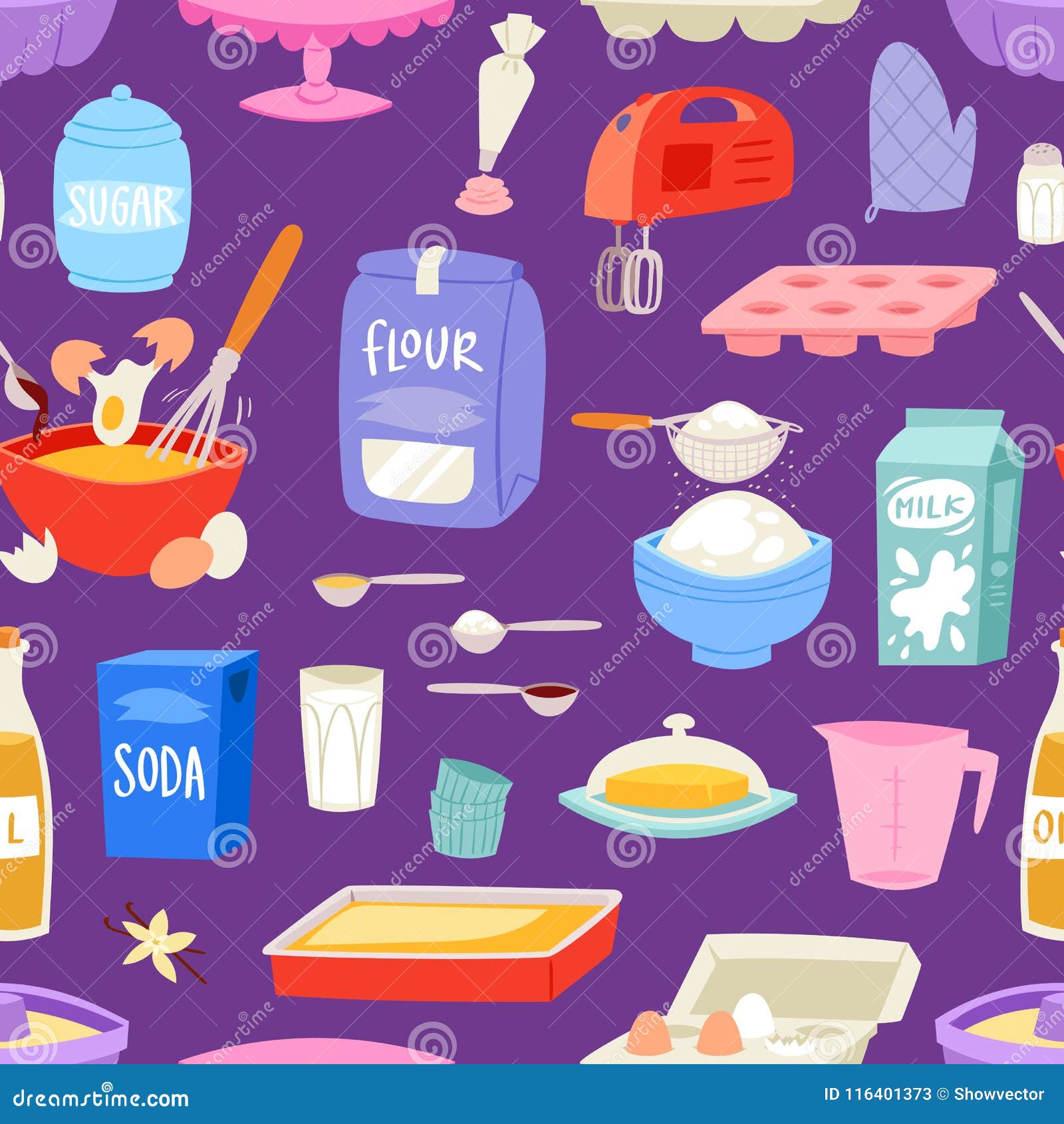 Bakery Ingredients Vector Food and Kitchenware for Baking Cake Set of ...