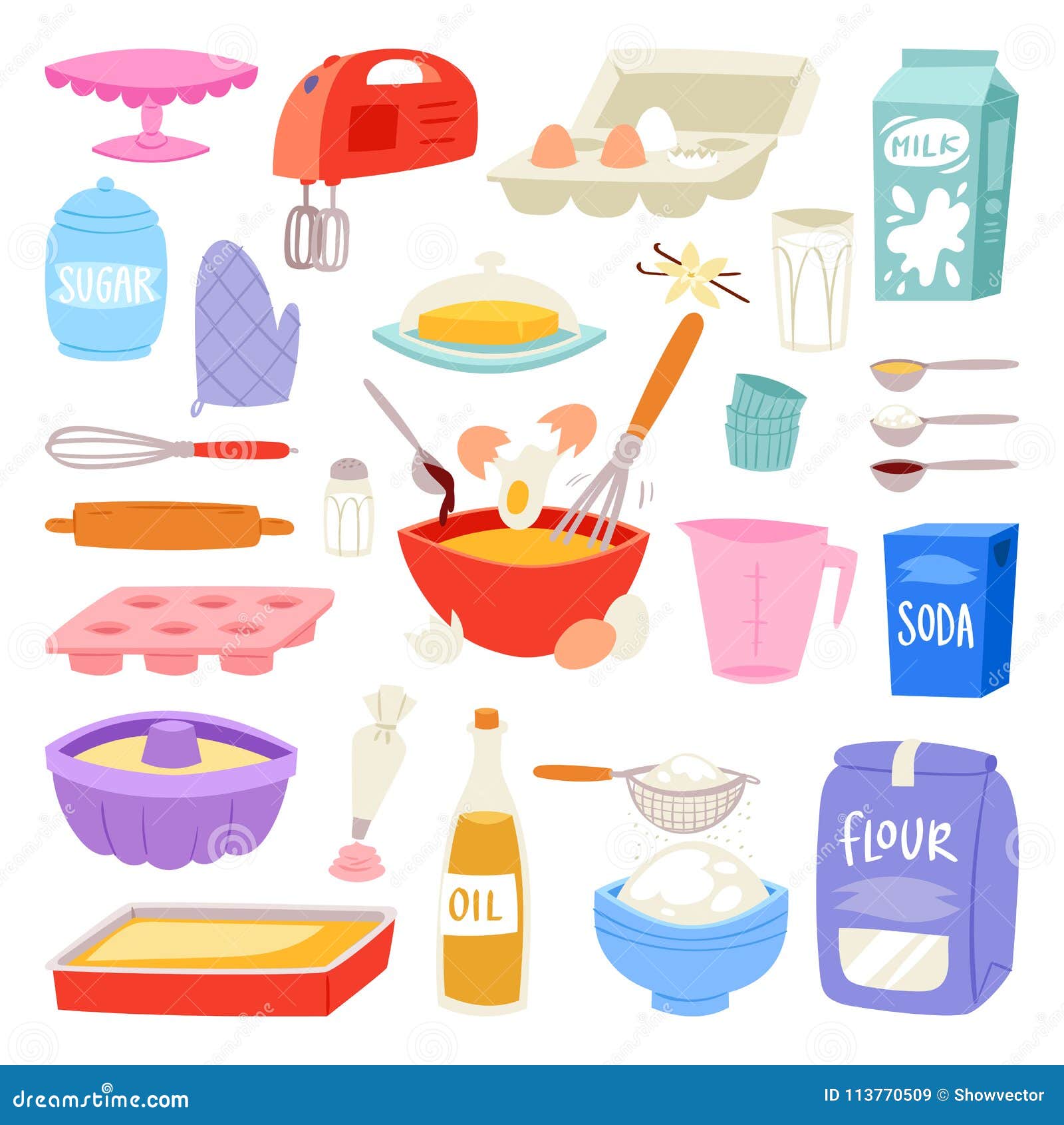Bakery Ingredients Vector Food and Kitchenware for Baking Cake Set of ... Bakery Ingredients Vector Food and Kitchenware for Baking Cake Set of ...