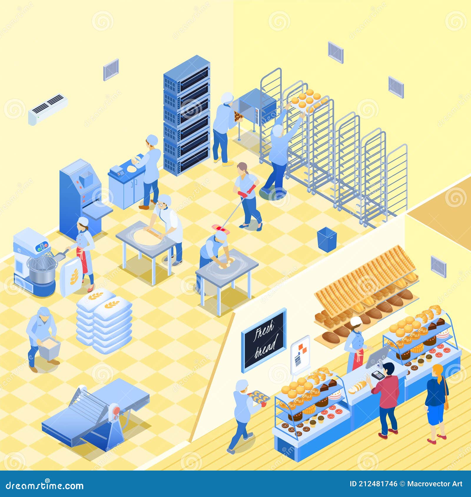 Bakery Inside Isometric Illustration Stock Vector - Illustration of ...