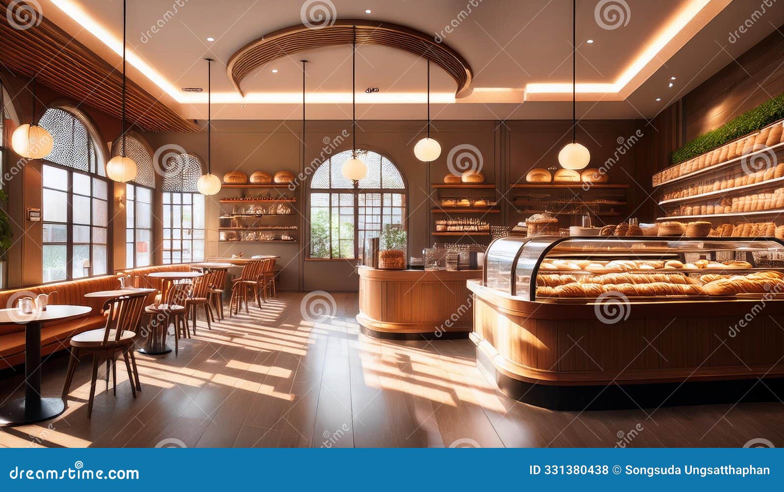 Bakery Interior with Soft Lighting and Cozy Seating, Representing a ...