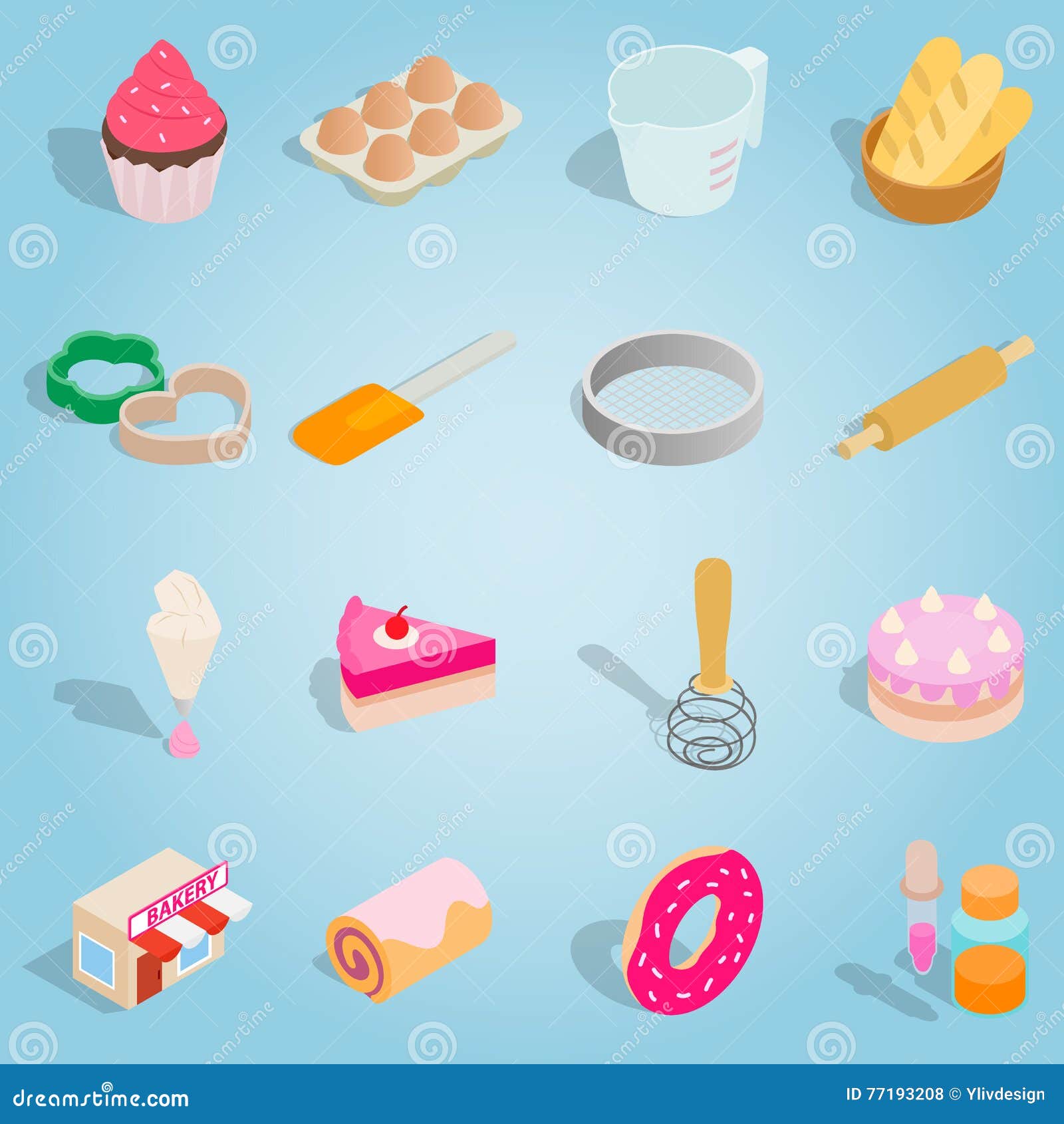 Bakery isometric set icons stock vector. Illustration of bakery - 77193208