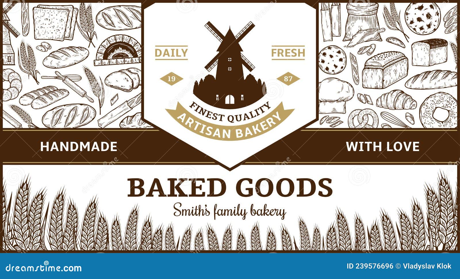 Bakery Label, Bread Package Design Template Stock Vector - Illustration ...