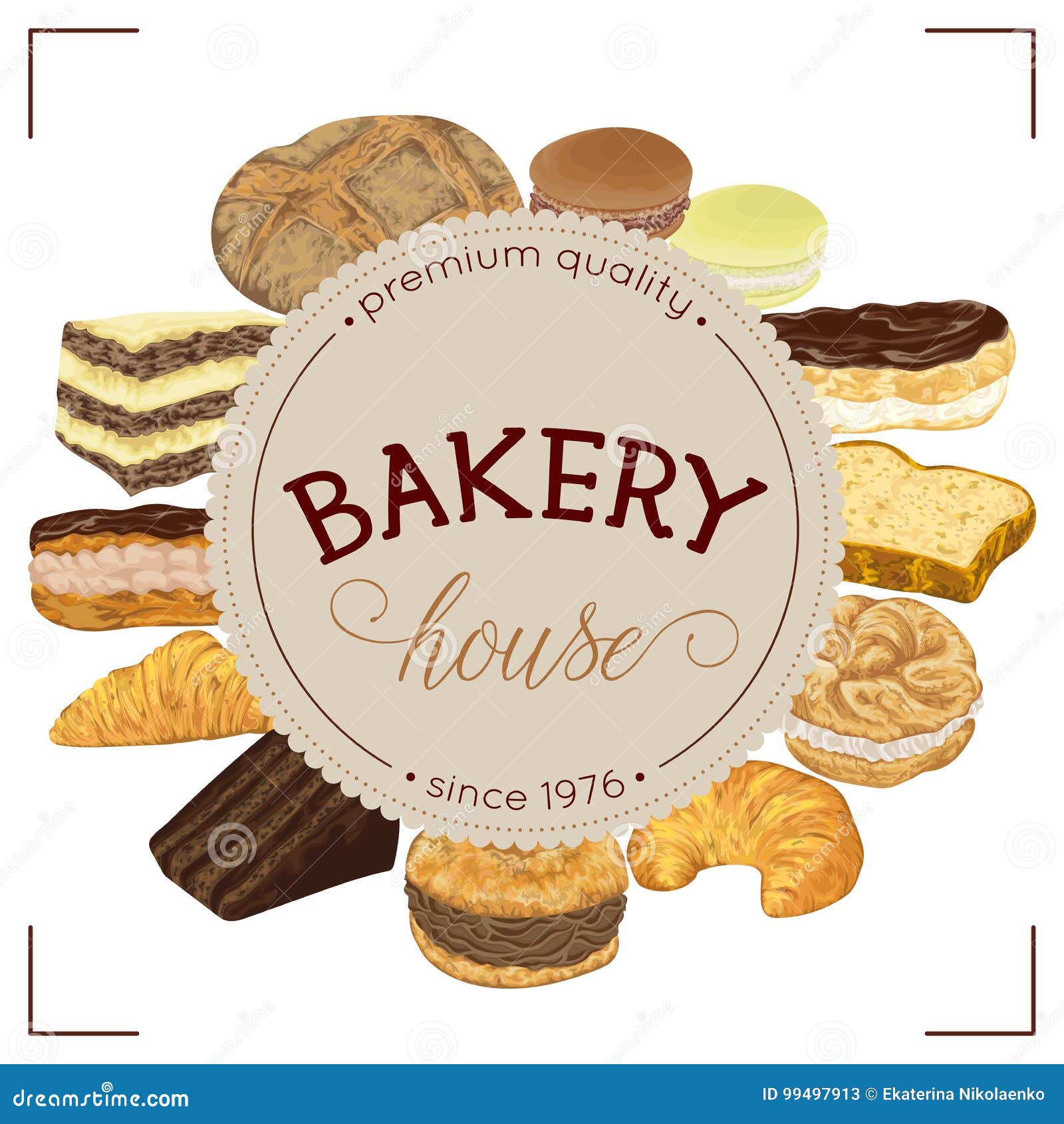 Bakery Label with Bread and Pastries Collection. Stock Vector ...