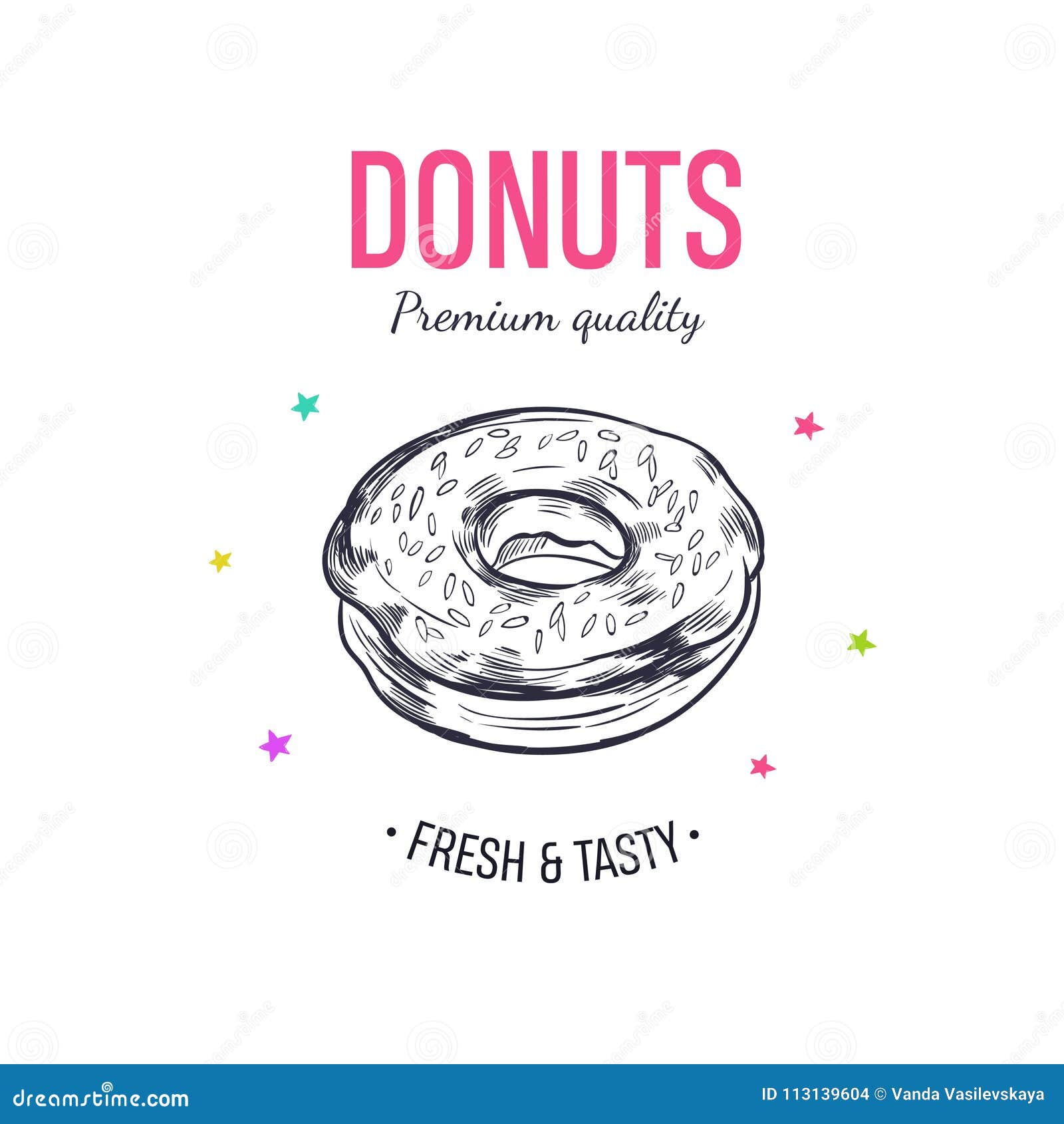 Bakery label with Donut 1 stock vector. Illustration of cover - 113139604
