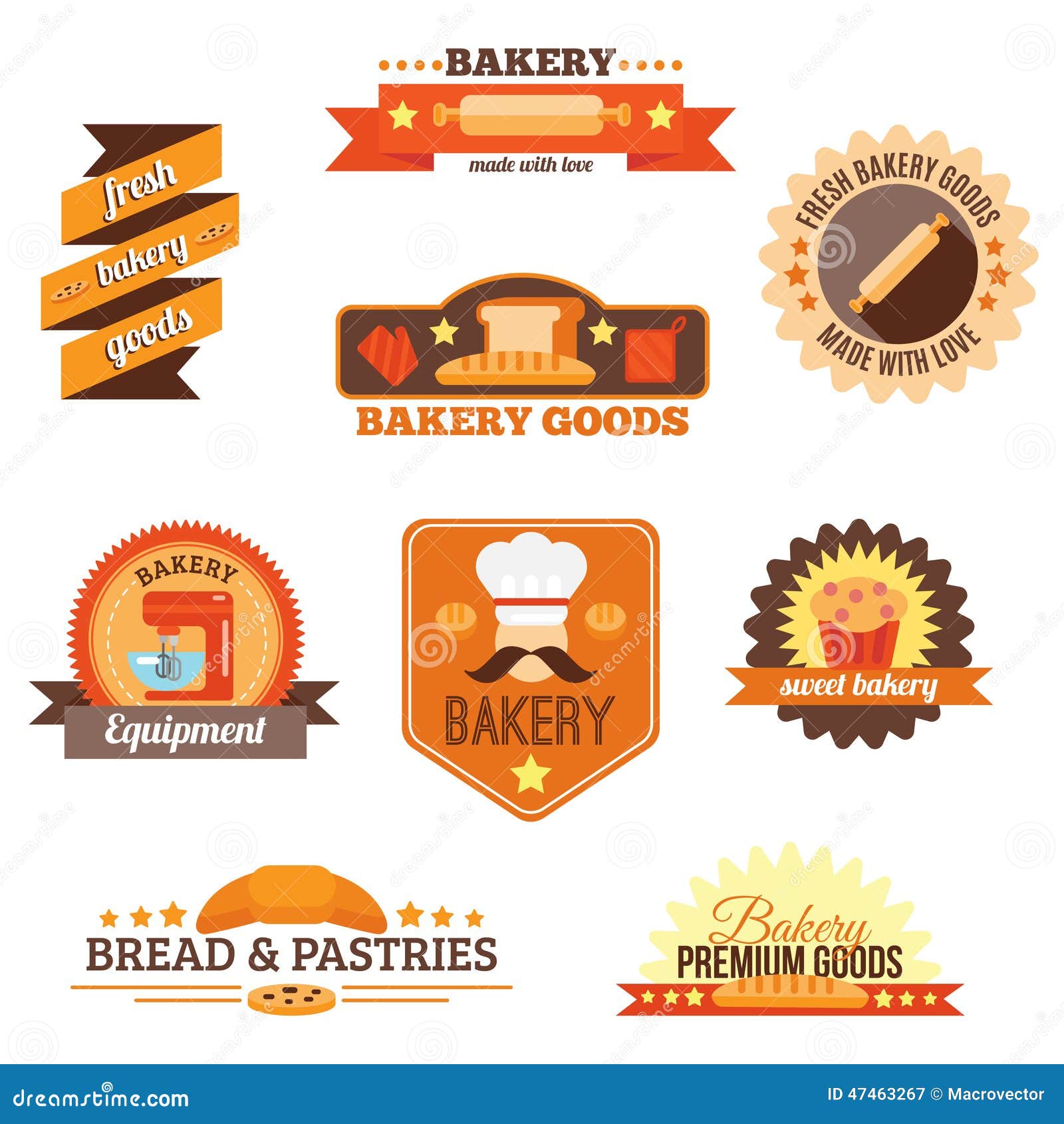 Bakery label set stock vector. Illustration of bake, banner - 47463267
