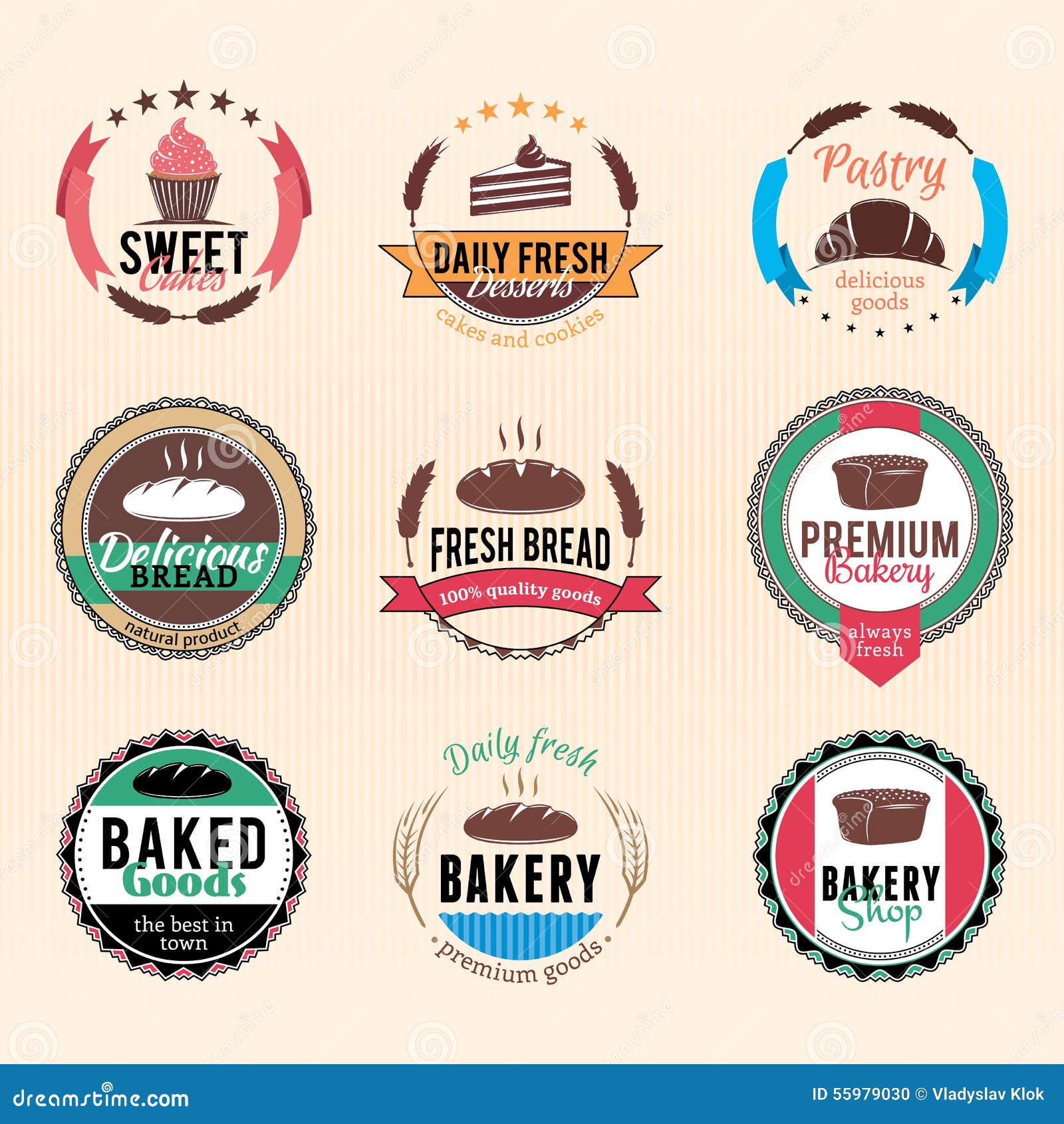 Bakery labels collection stock vector. Illustration of pastry - 55979030