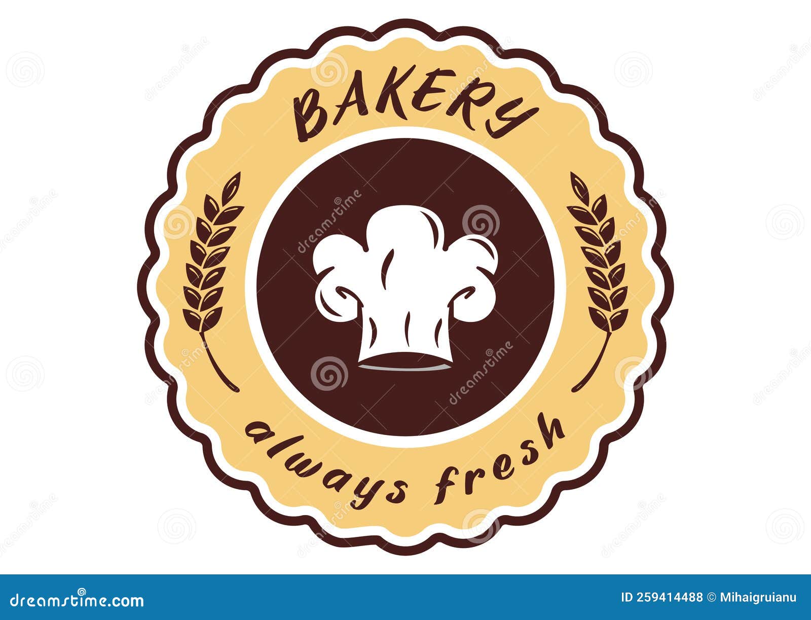 Bakery Logo. Baker Hat, Wheat Spice, Flat Logo Stock Vector ...