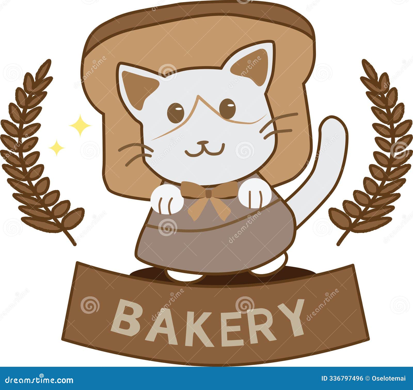 Bakery Logo Cute Cat Character Selling Bread Stock Illustration ...